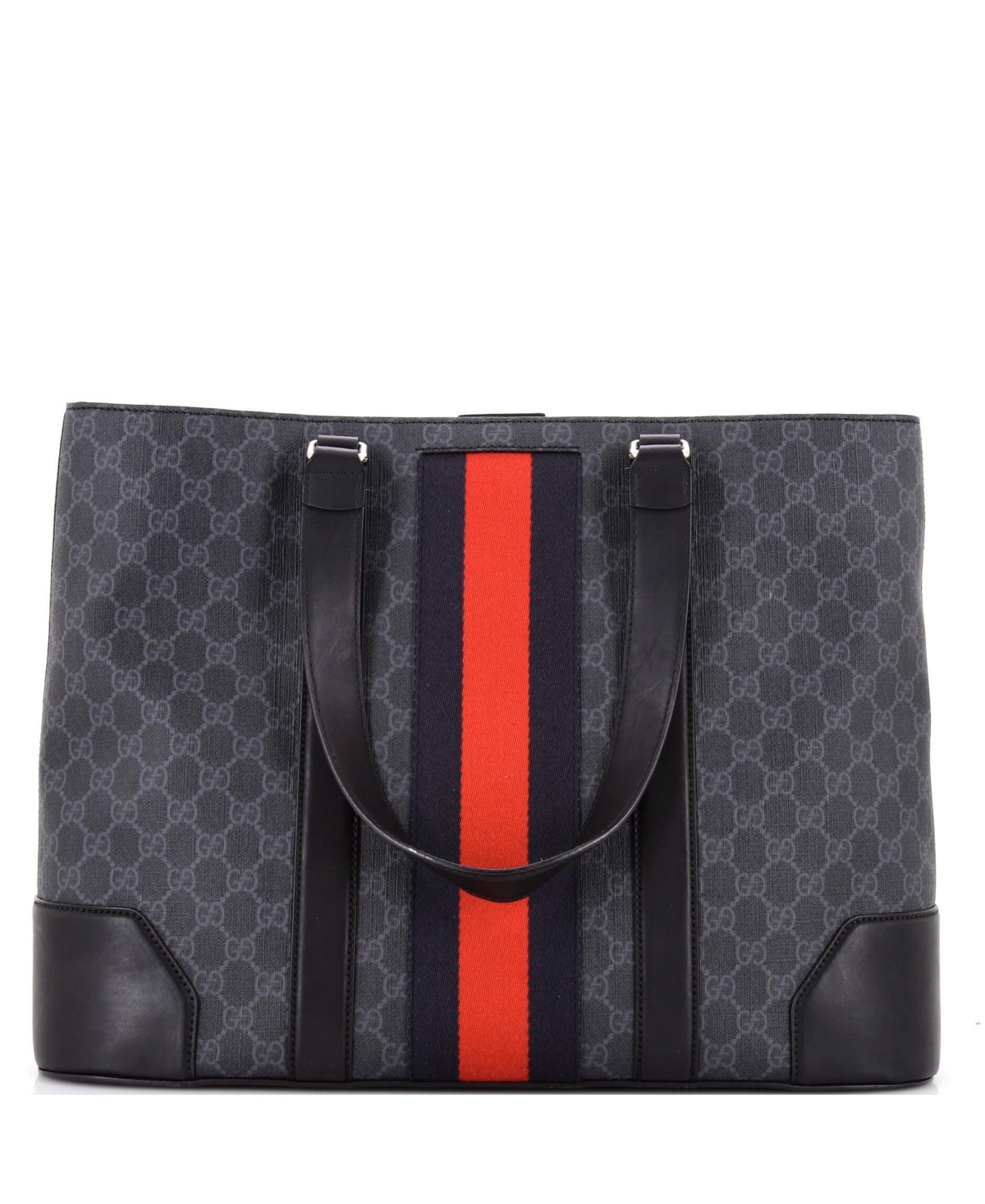 Click here for Pre-Owned Gucci Large Web Open Tote Gg Coated Canv... prices