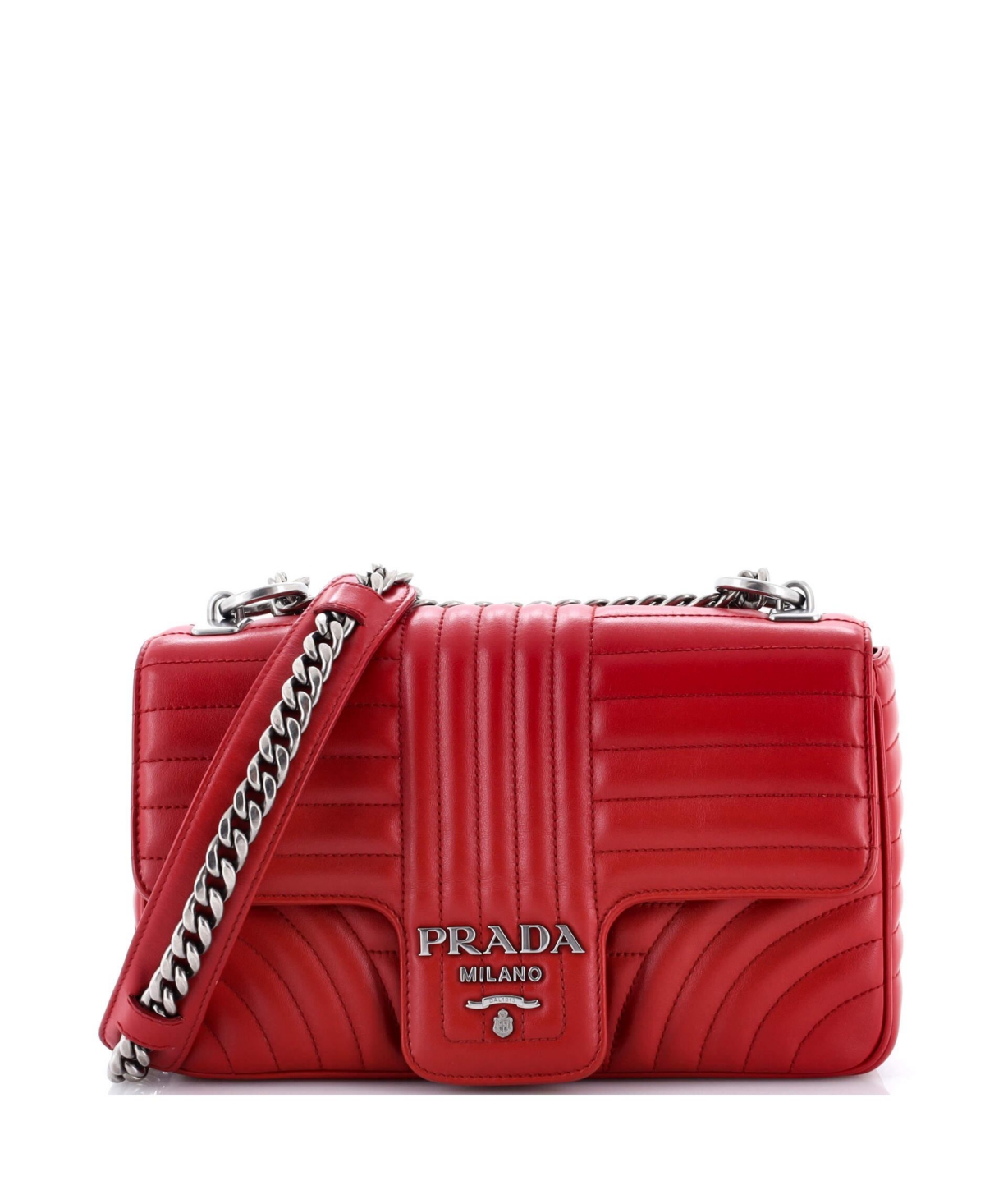 Click here for Pre-Owned Prada Medium Chain Flap Shoulder Bag Dia... prices