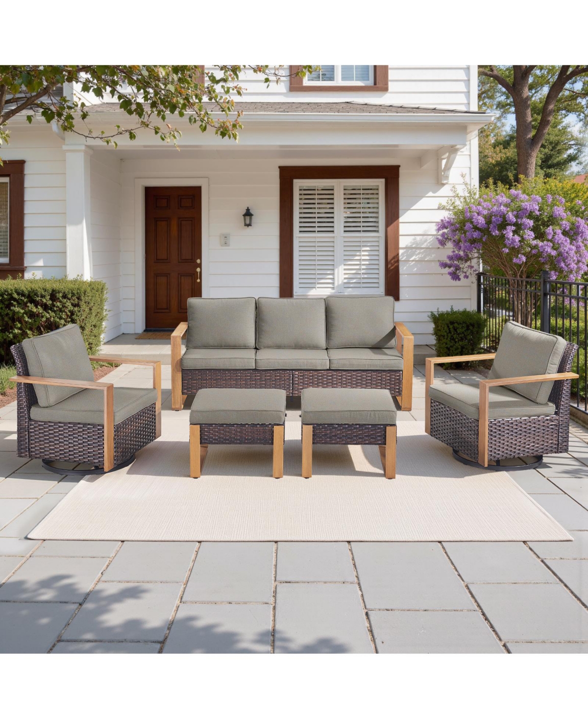 Click here for Gymojoy 5 Pieces Patio Furniture Set with Swivel C... prices
