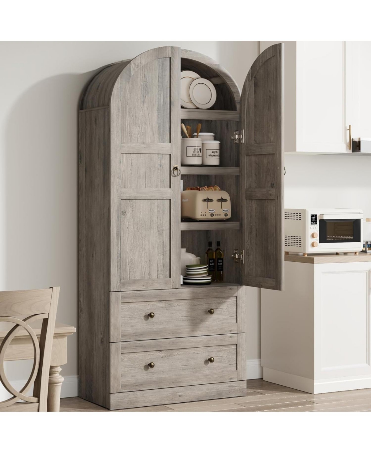 Click here for gaomon 72" Tall Arched Kitchen Pantry Cabinet... prices