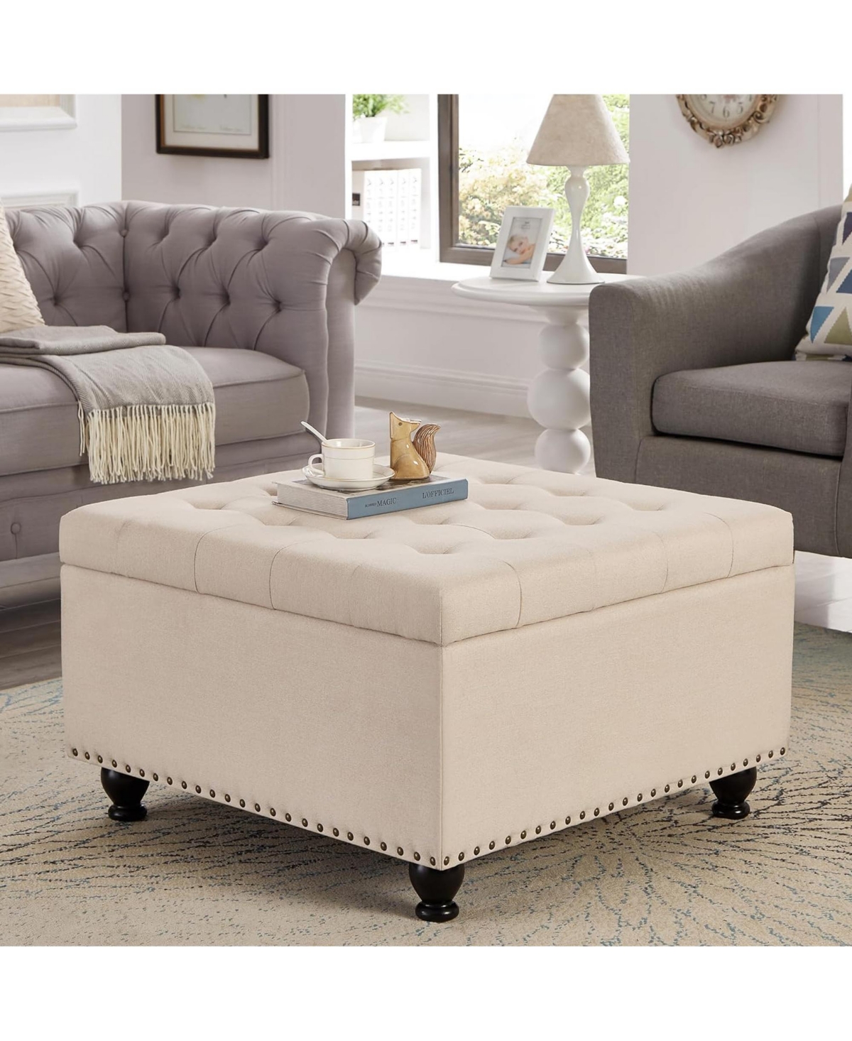 Click here for Rainsken Square Storage Ottoman - Upholstered Butt... prices