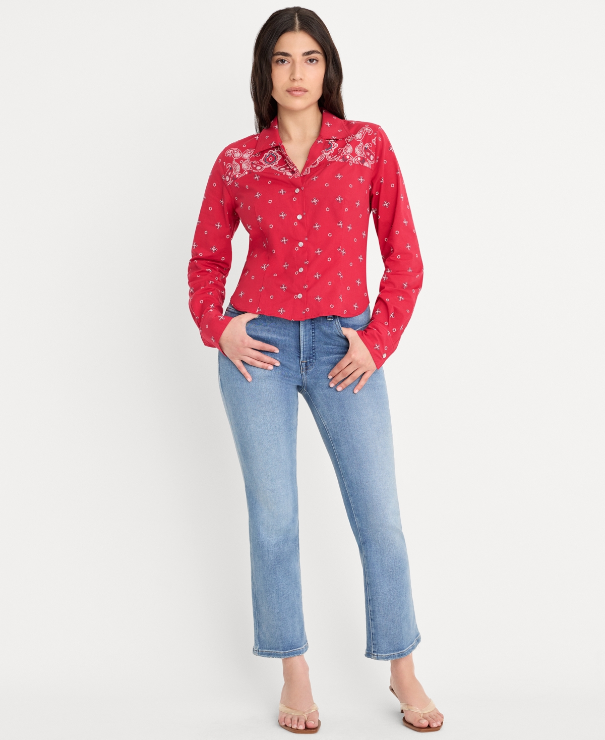 Click here for Good American Womens Mid-Rise Straight-Leg Jeans -... prices
