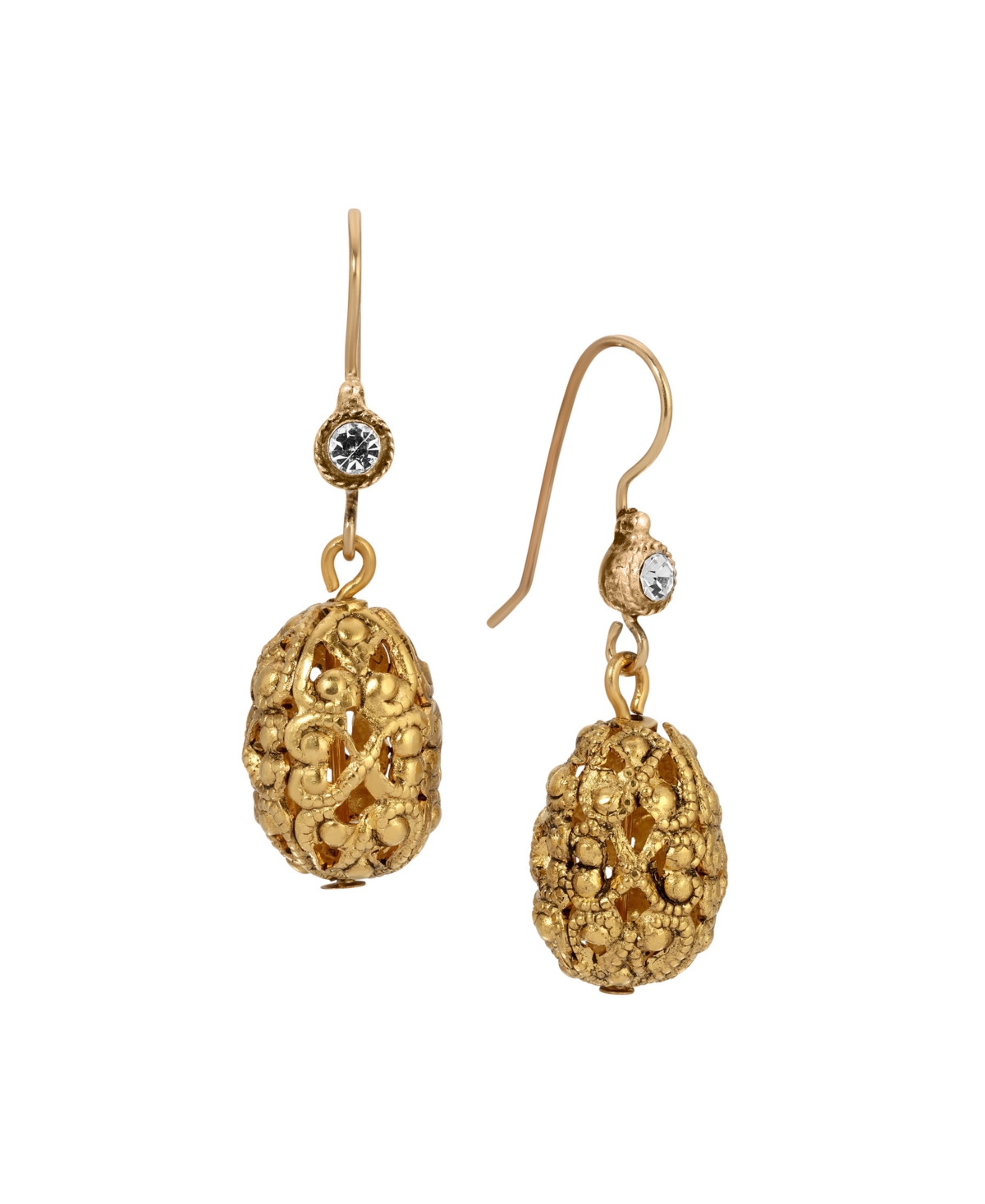 Click here for 2028 Filigree Bead Crystal Drop Wire Earrings - Ye... prices