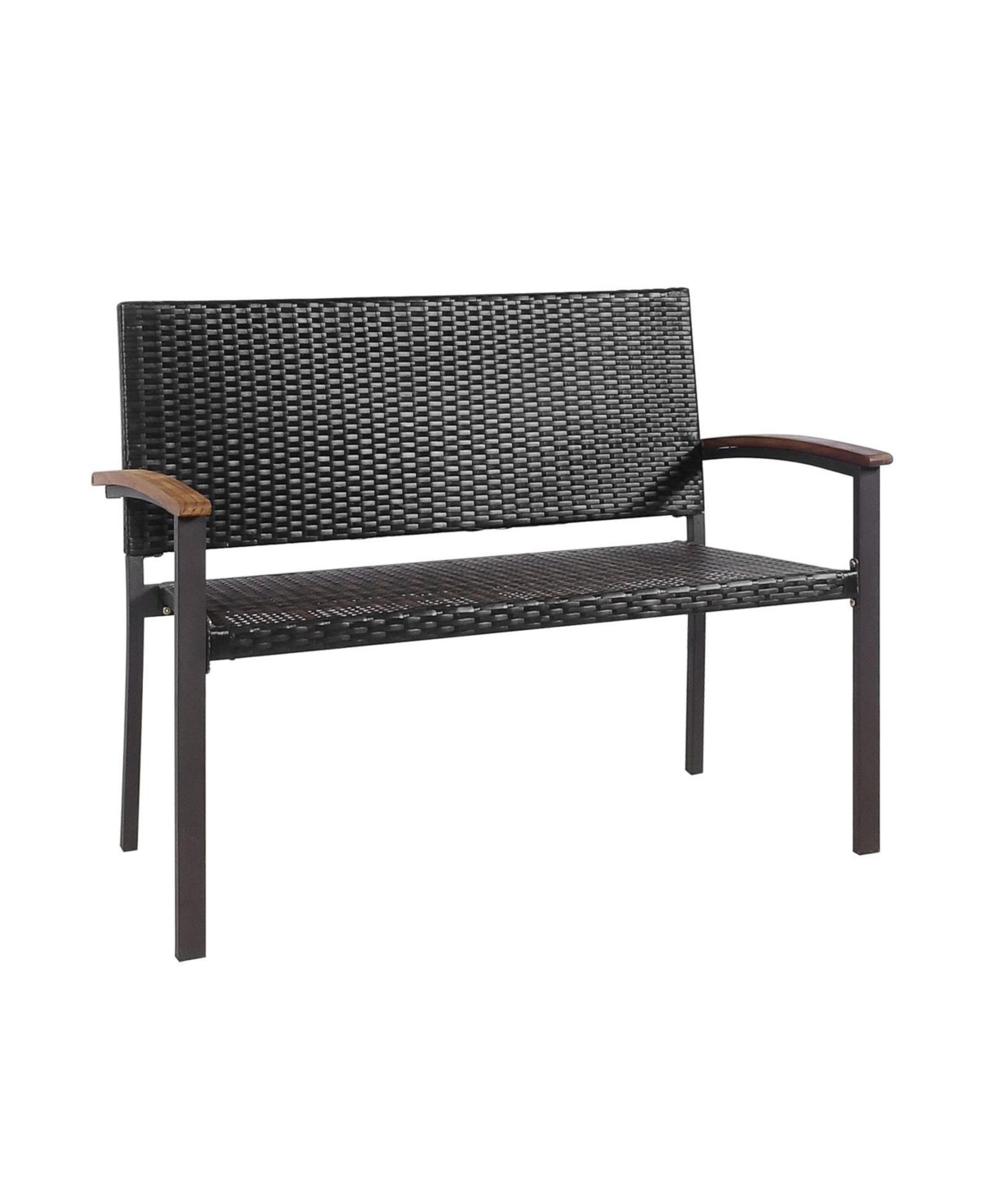 Click here for Sugift Outdoor Patio Rattan Wicker Bench with Armr... prices