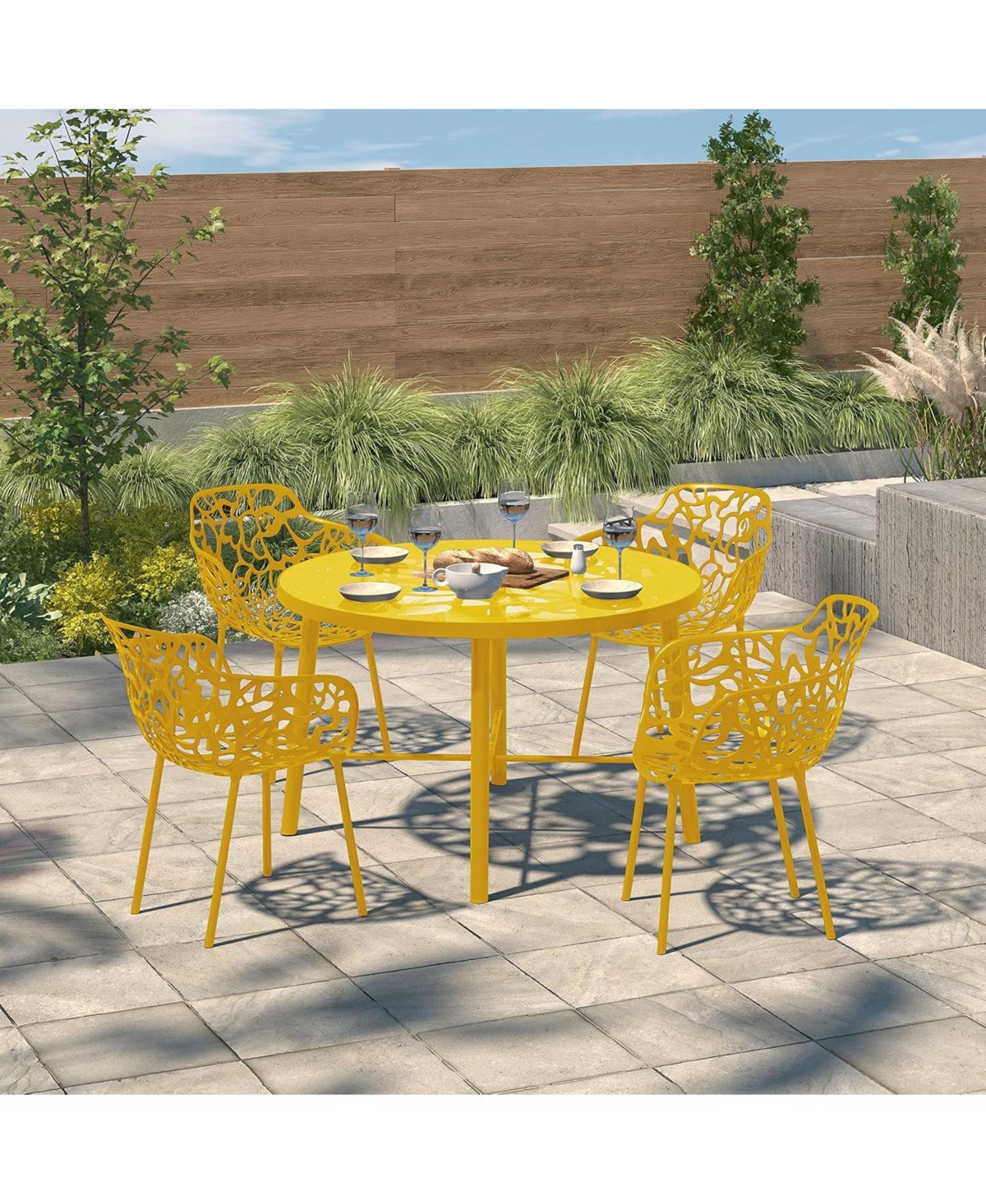 Click here for LeisureMod Devon Patio Dining Arm-Chair Set of 4 A... prices