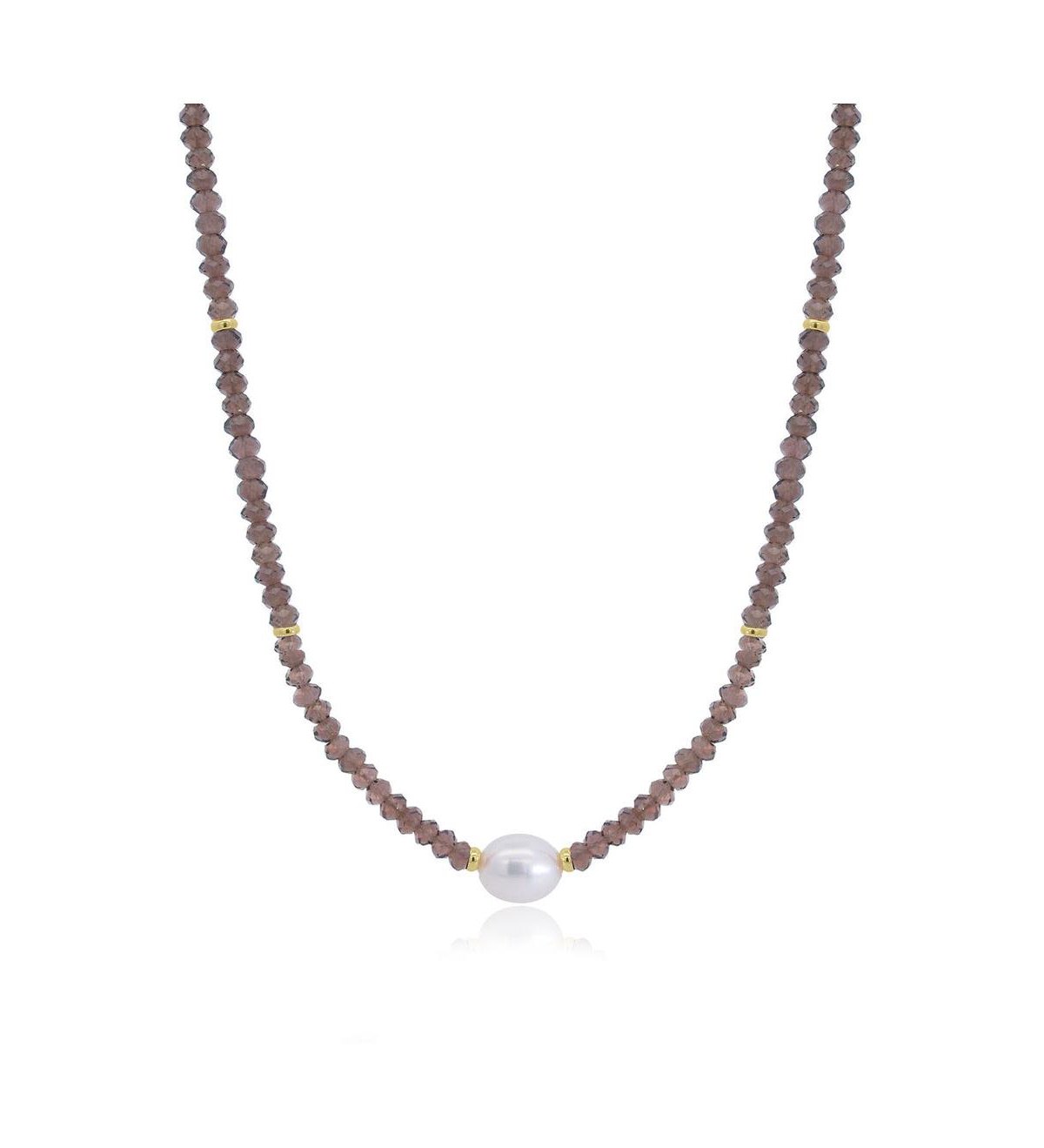 Click here for The Lovery Smoky Quartz Bead Pearl Necklace 14K Go... prices