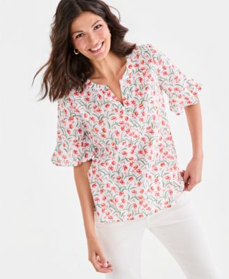 Click here for Style Co Womens Printed Cotton Split Neck Popover... prices