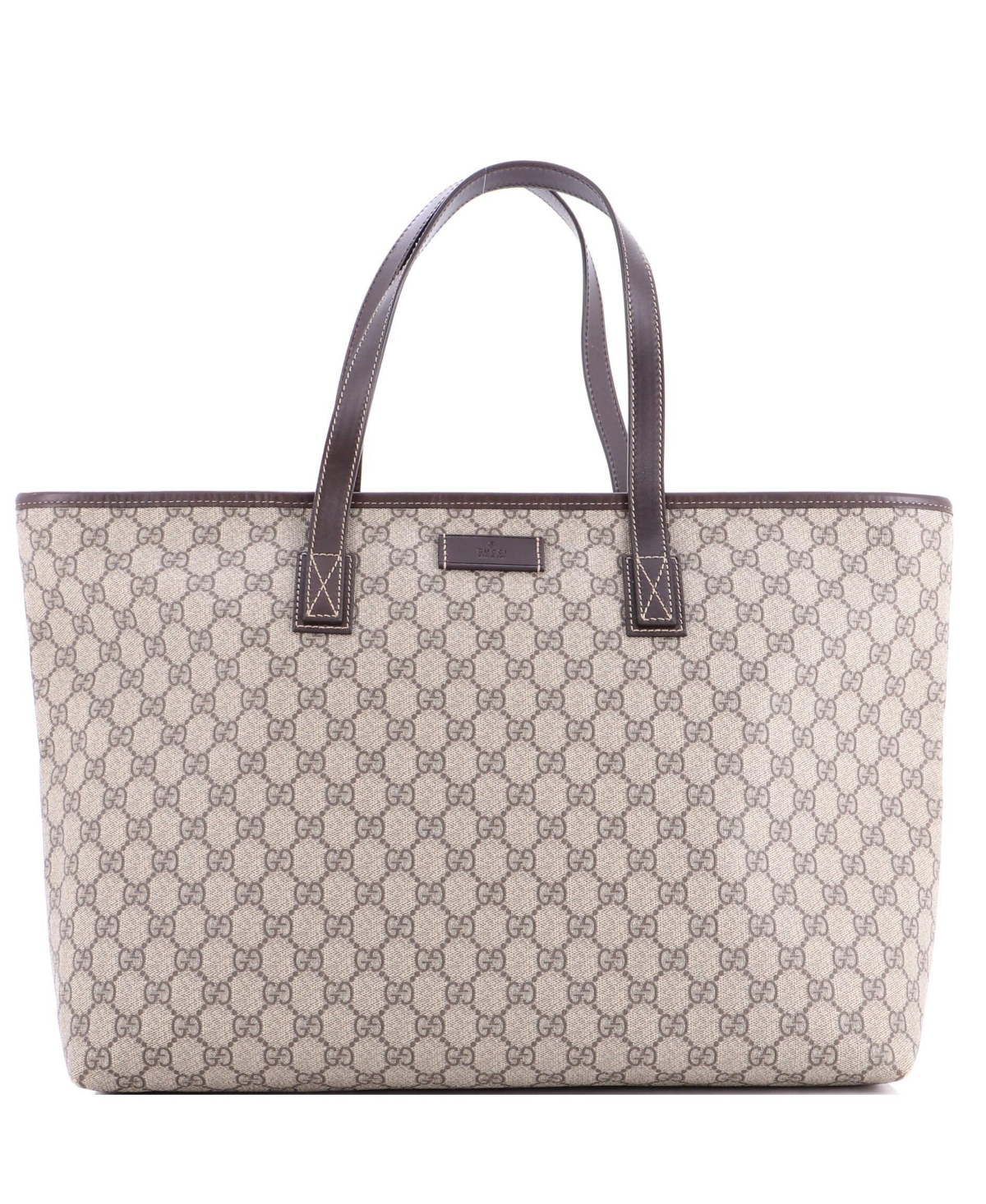 Click here for Pre-Owned Gucci Large Plus Tote Gg Coated Canvas w... prices