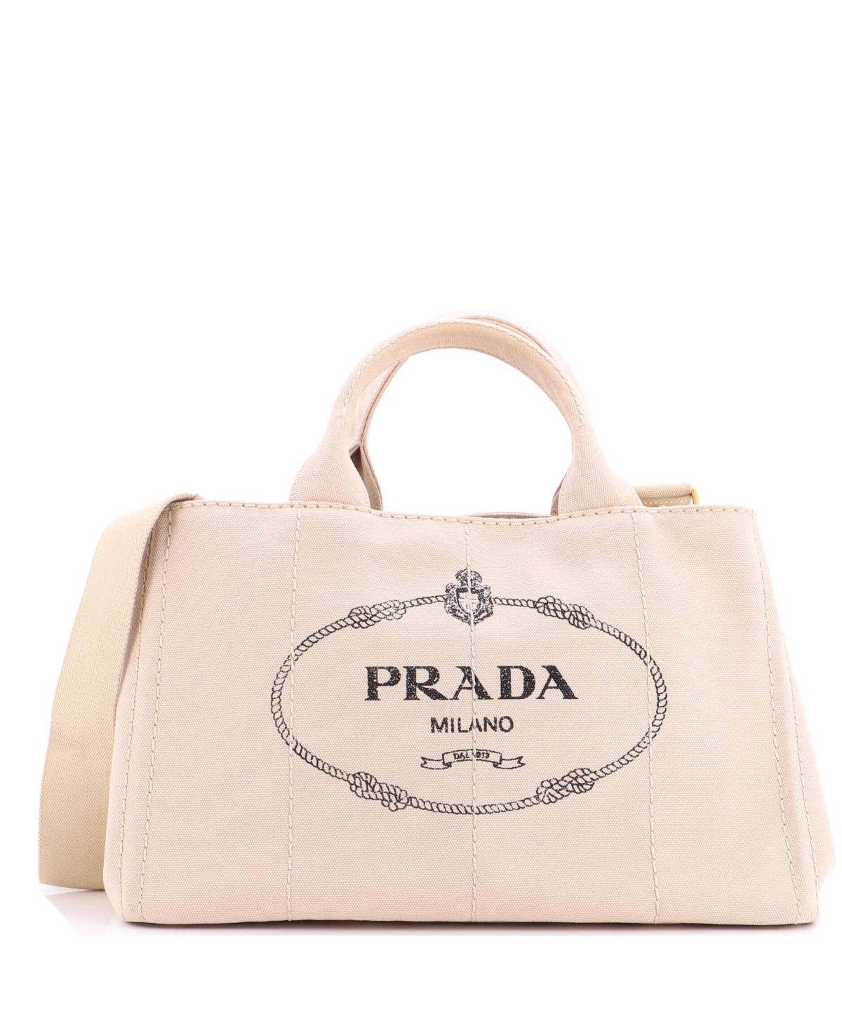Click here for Pre-Owned Prada Large Canapa Convertible Tote Canv... prices