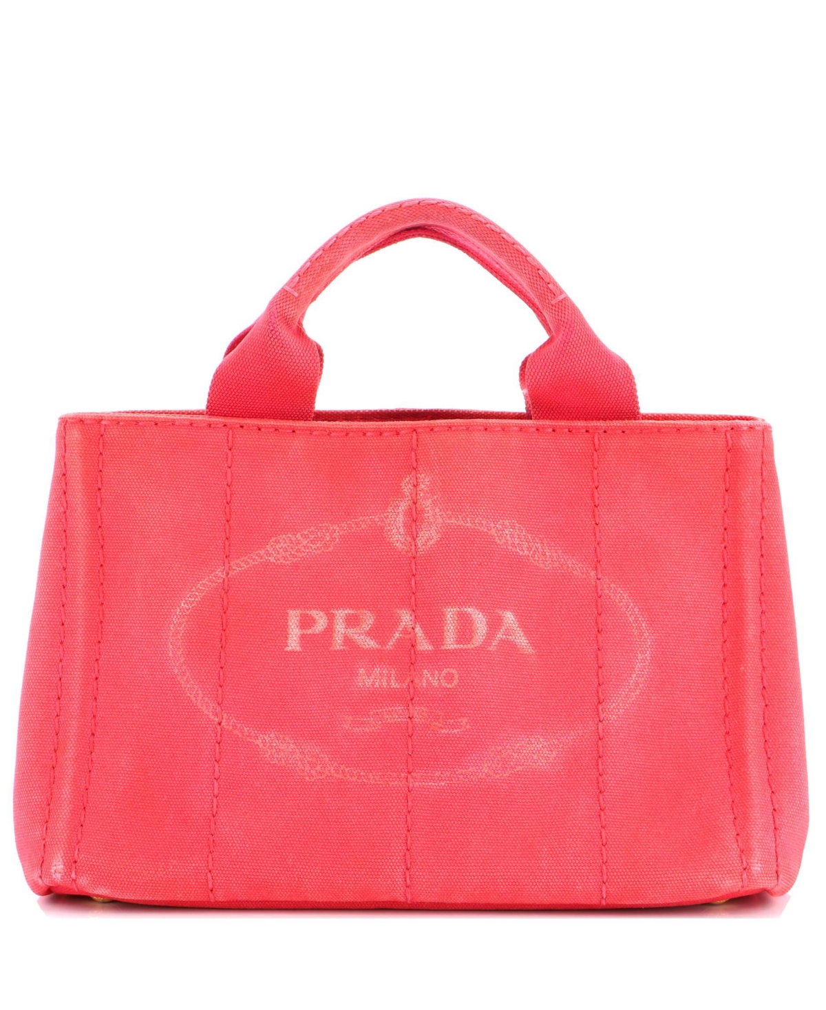 Click here for Pre-Owned Prada Mini Canapa Tote Canvas - Red prices