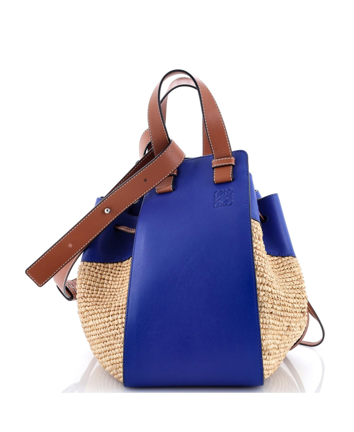 Click here for Pre-Owned Loewe Medium Hammock Hobo Raffia - Blue prices