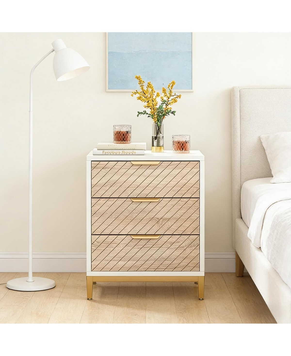 Click here for Rainsken 3-Drawer Bedside Table  Wooden Nightstand... prices