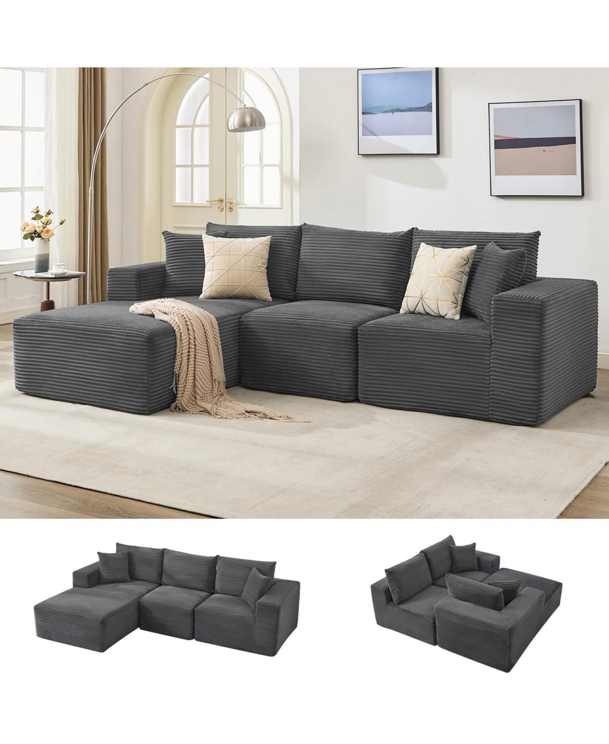Click here for gaomon 108" Modular L-Shaped Cloud Couch  Rev... prices