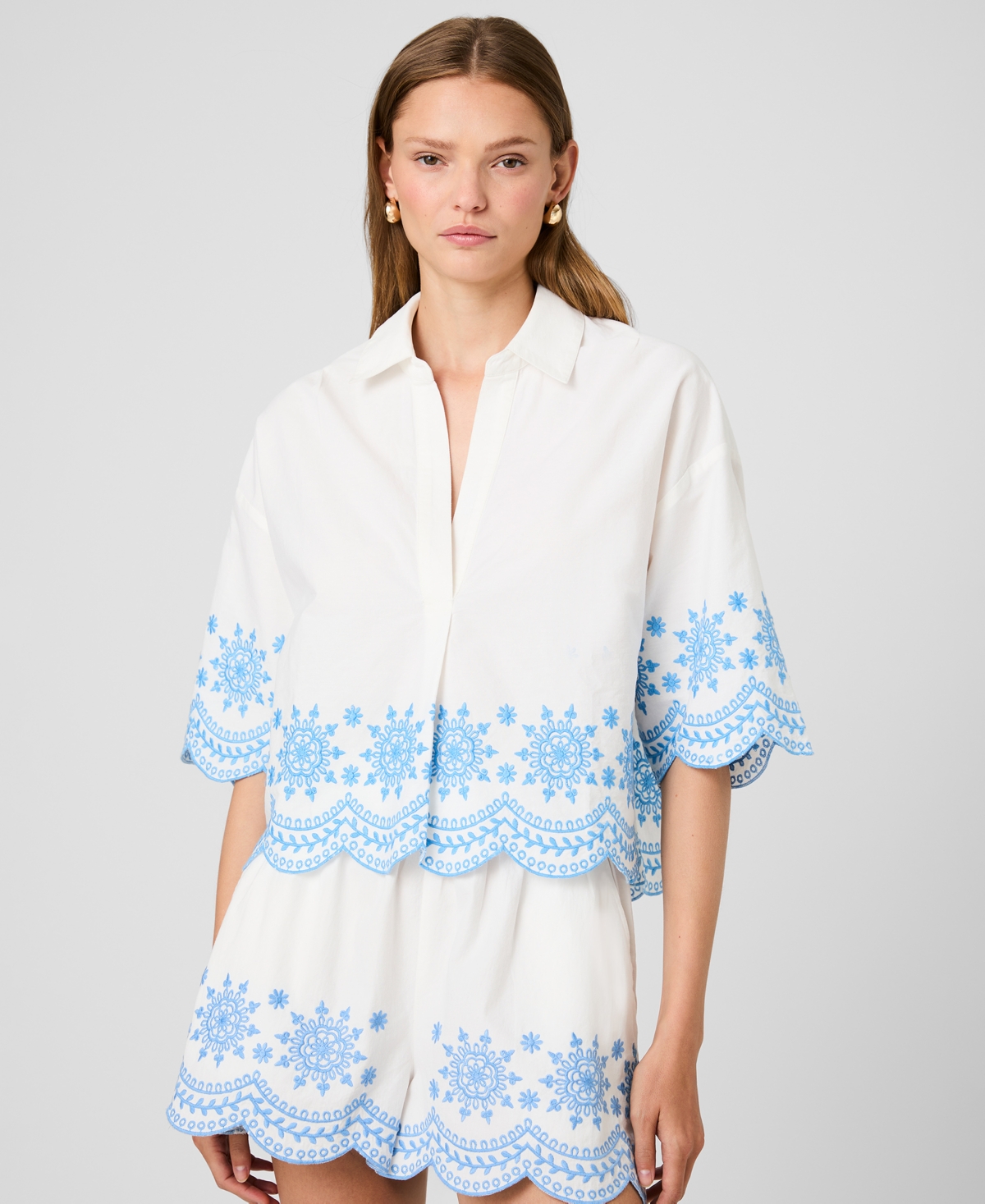 Click here for French Connection Womens Collared V-Neck Blouse -... prices