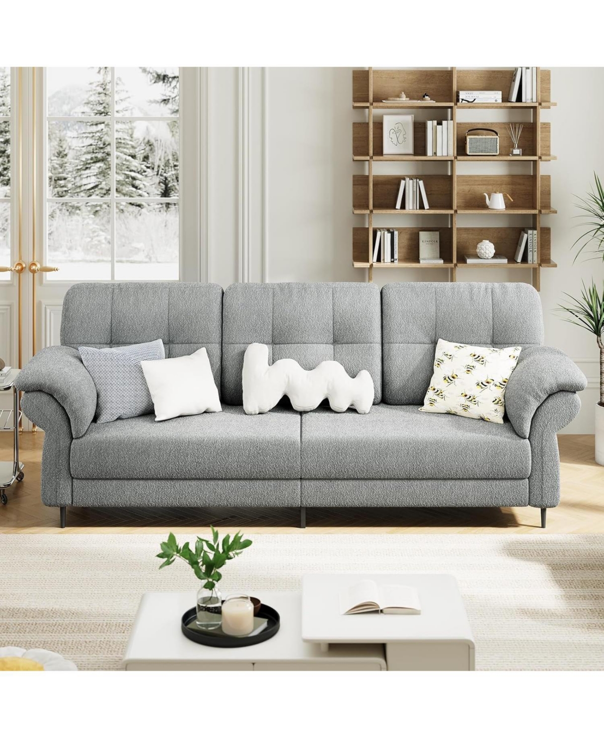 Click here for gaomon 84-Inch Teddy Fleece Sofa  Minimalist Couch... prices