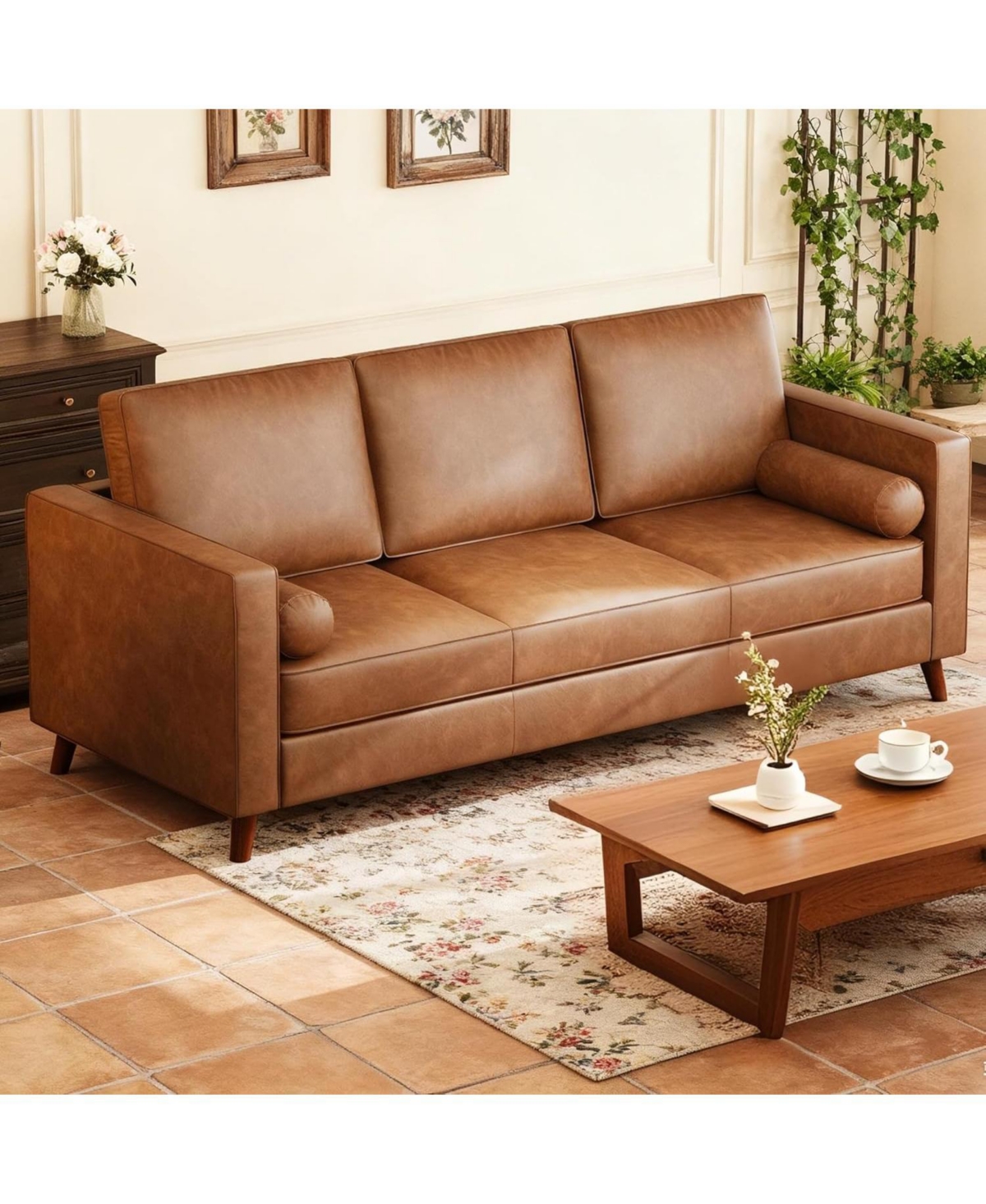 Click here for gaomon 86 Faux Leather Sofa  Mid Century Modern De... prices