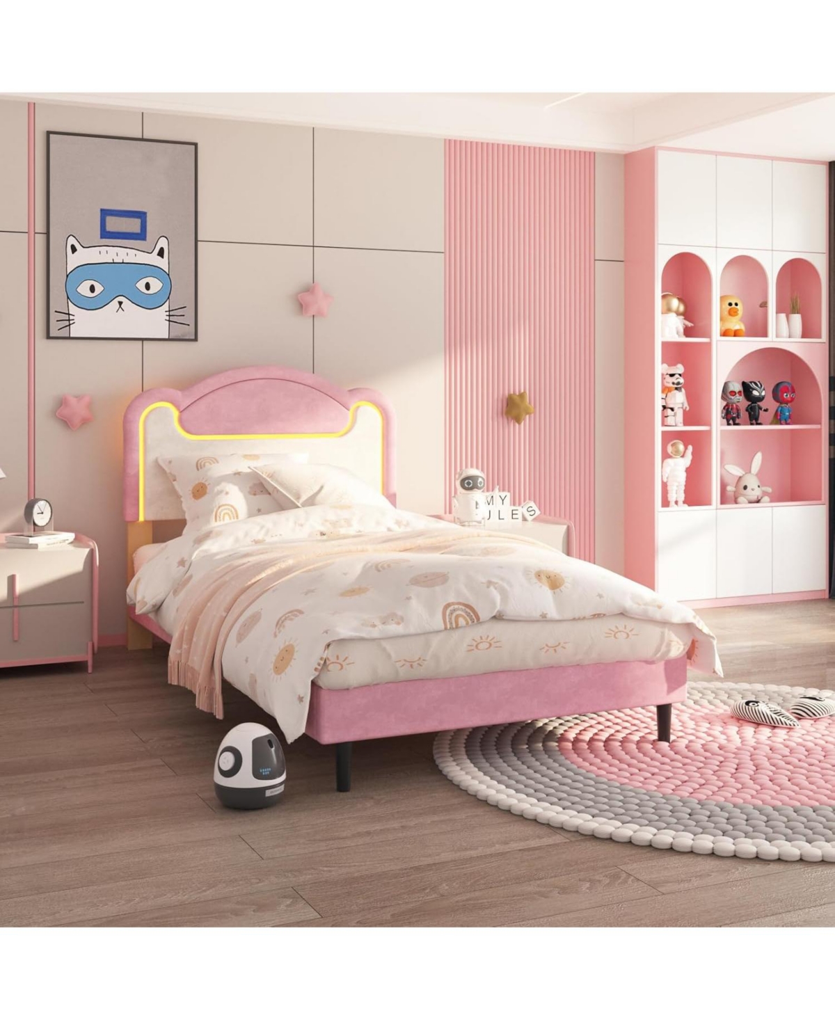 Click here for gaomon Upholstered Bed Frame with Led Lights  Fabr... prices