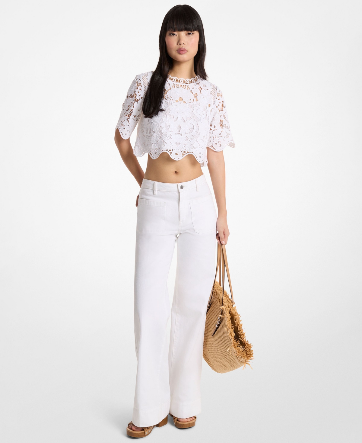 Click here for Michael Michael Kors Womens High-Rise Bootcut Cott... prices