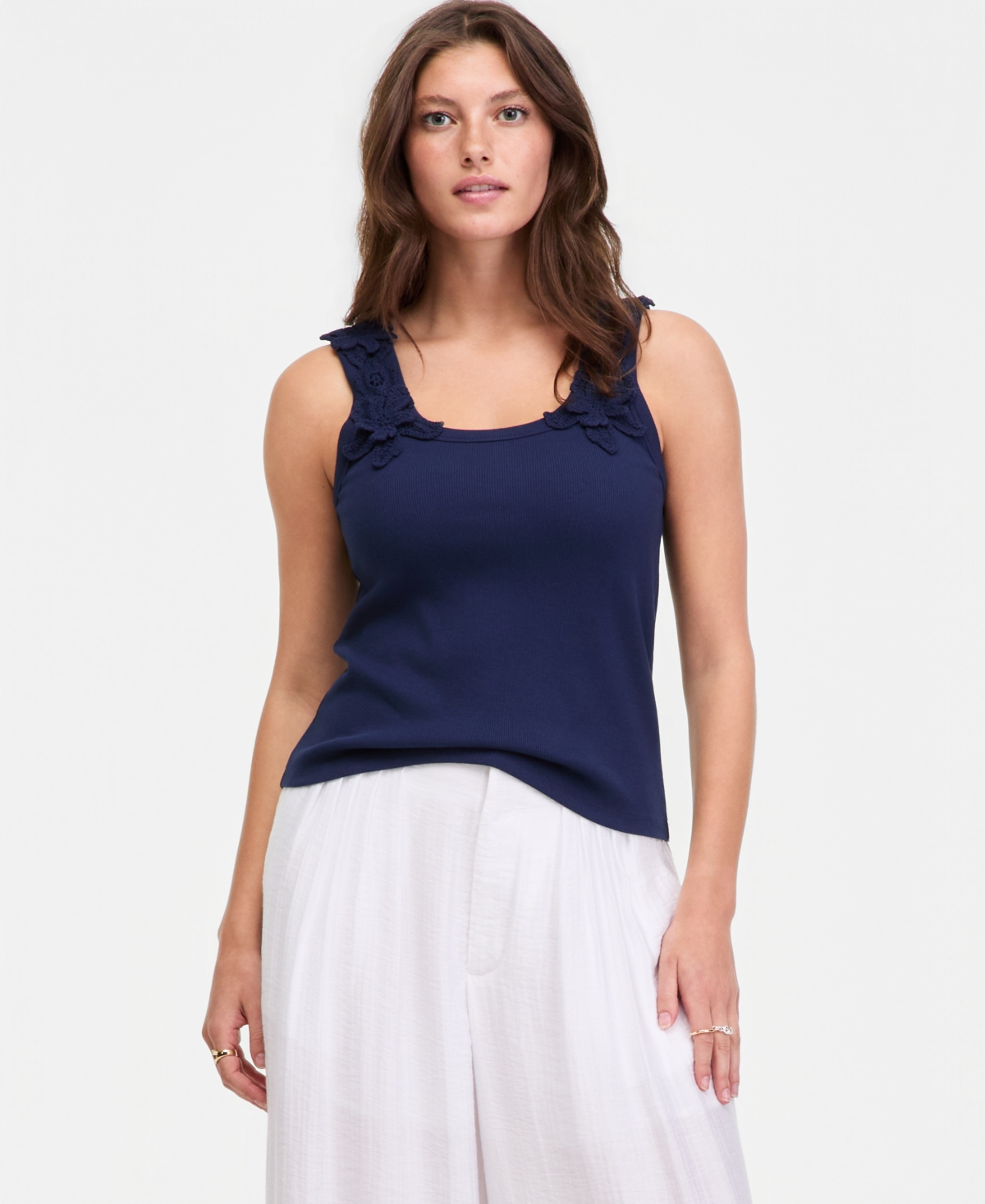 Click here for On 34th Womens Scoop-Neck Floral Crochet Tank Top... prices