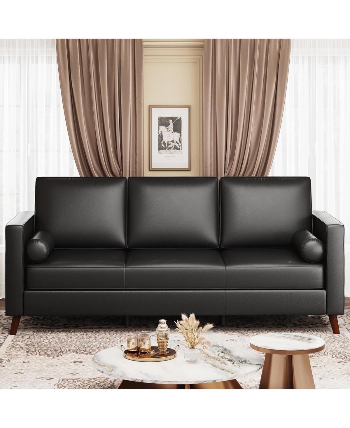 Click here for gaomon 86 Faux Leather Sofa  Mid Century Modern De... prices