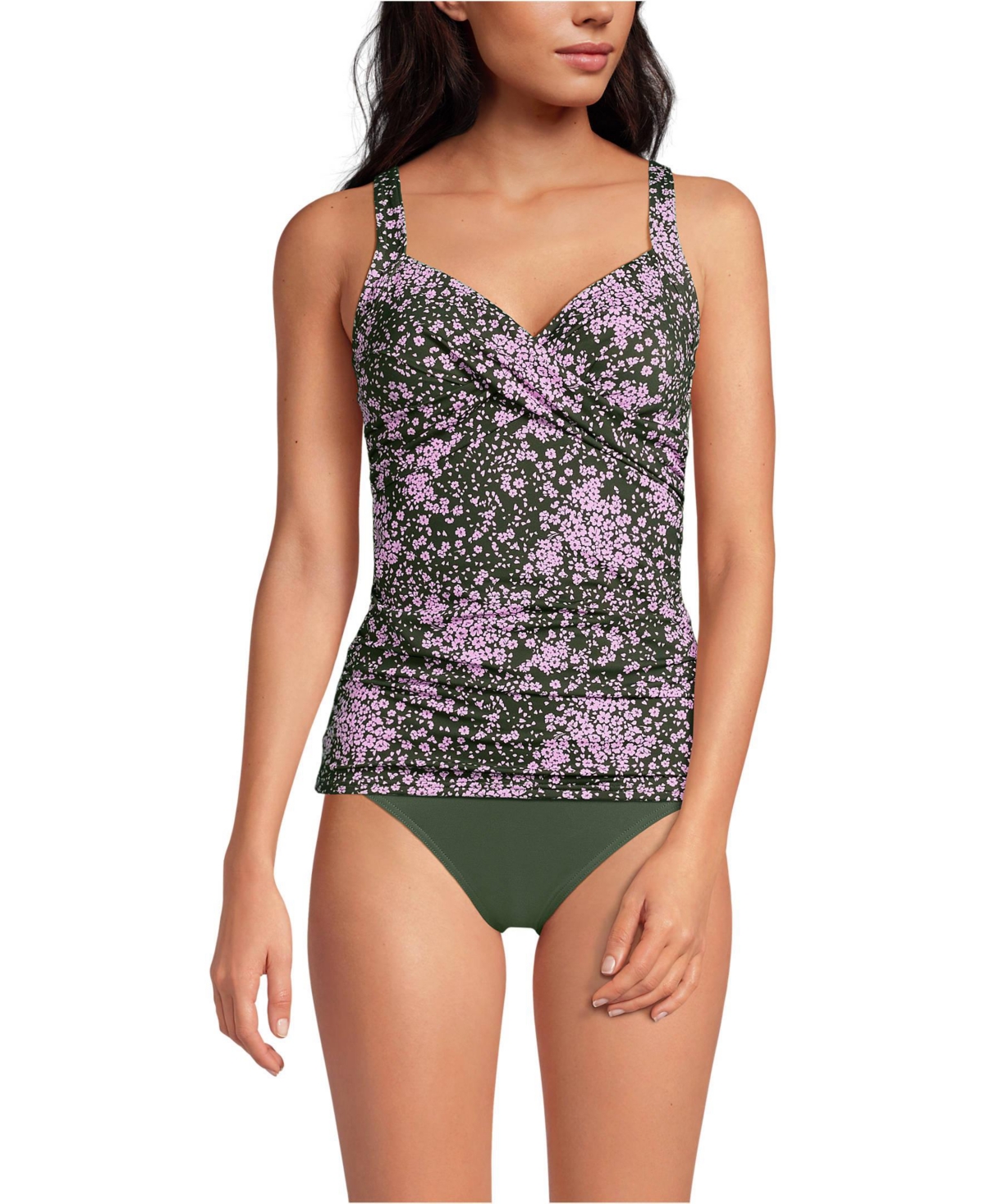 Click here for Lands End Womens Long Torso V-Neck Wrap Underwire... prices