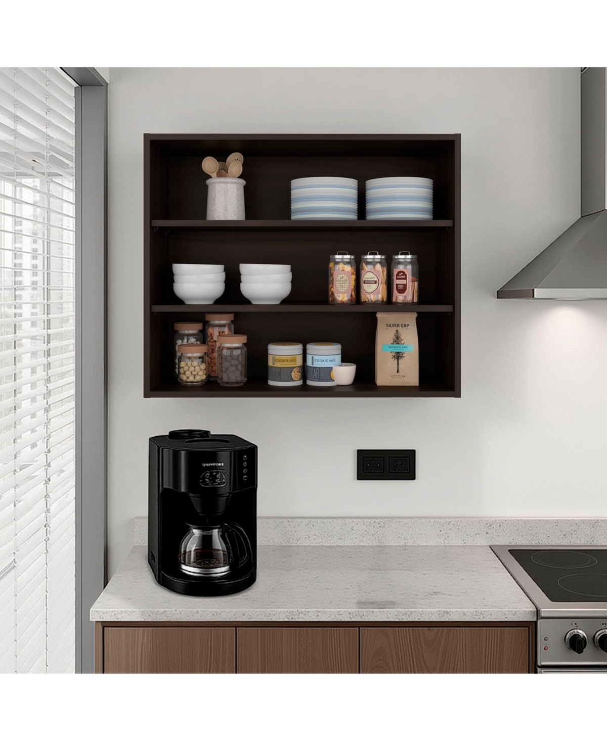 Click here for Depot E-Shop Ida Wall Shelf Shelves  Dark Walnut -... prices