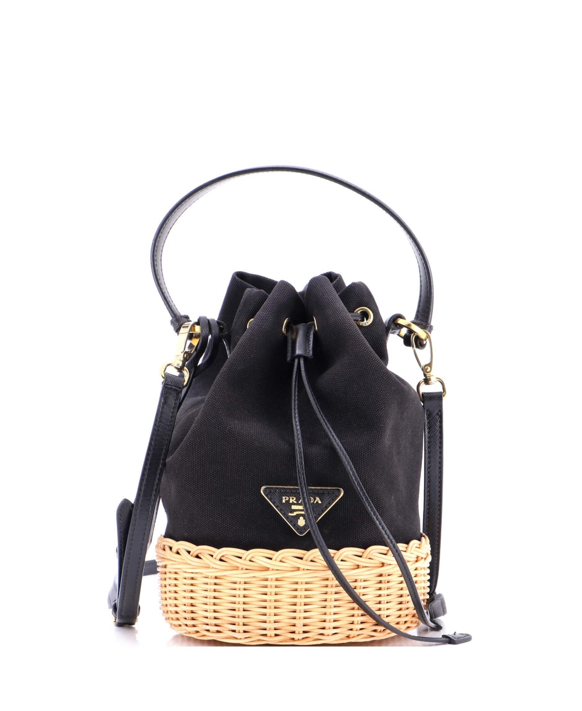 Click here for Pre-Owned Prada Small Drawstring Bucket Bag Canvas... prices