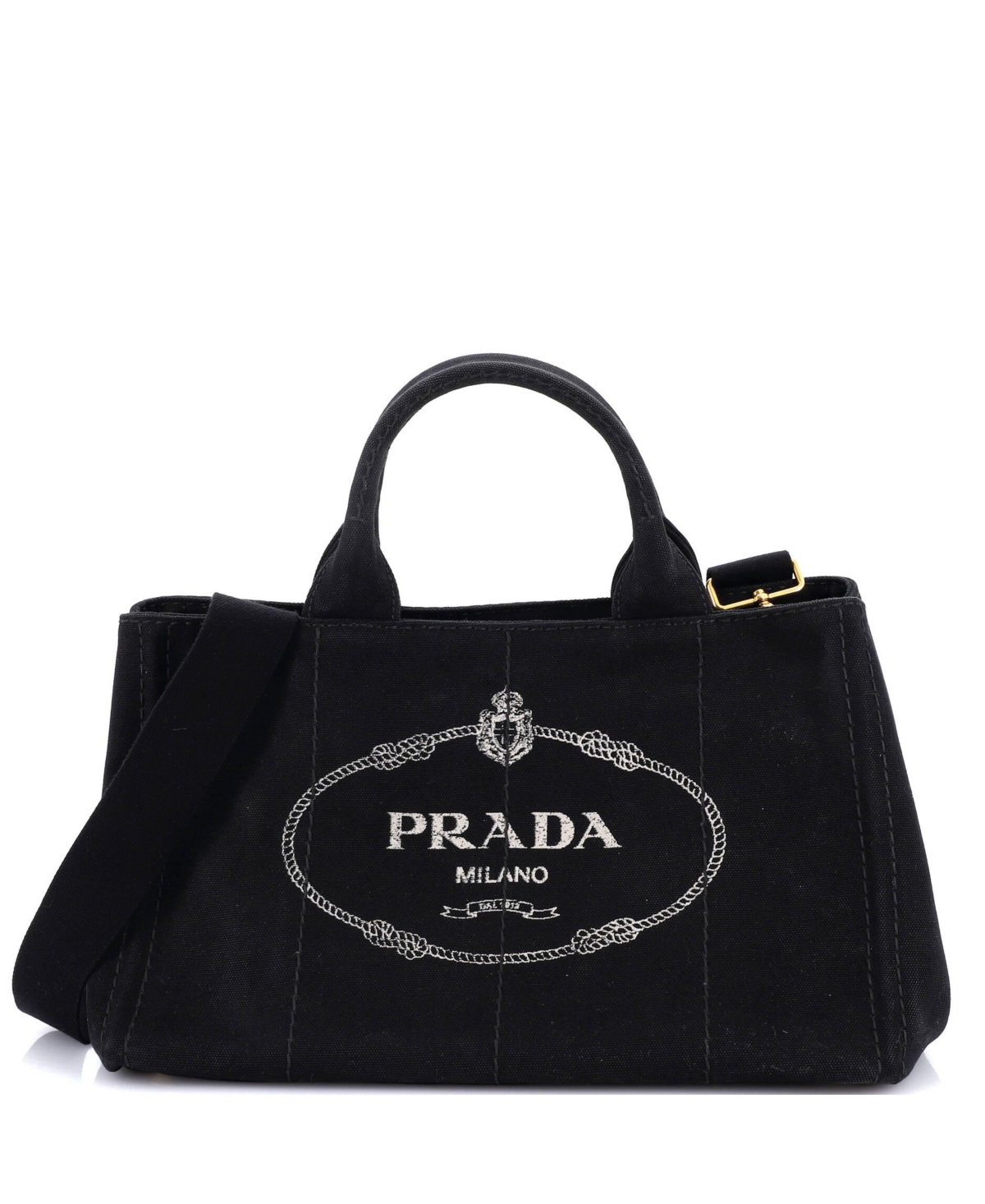 Click here for Pre-Owned Prada Medium Canapa Convertible Tote Can... prices