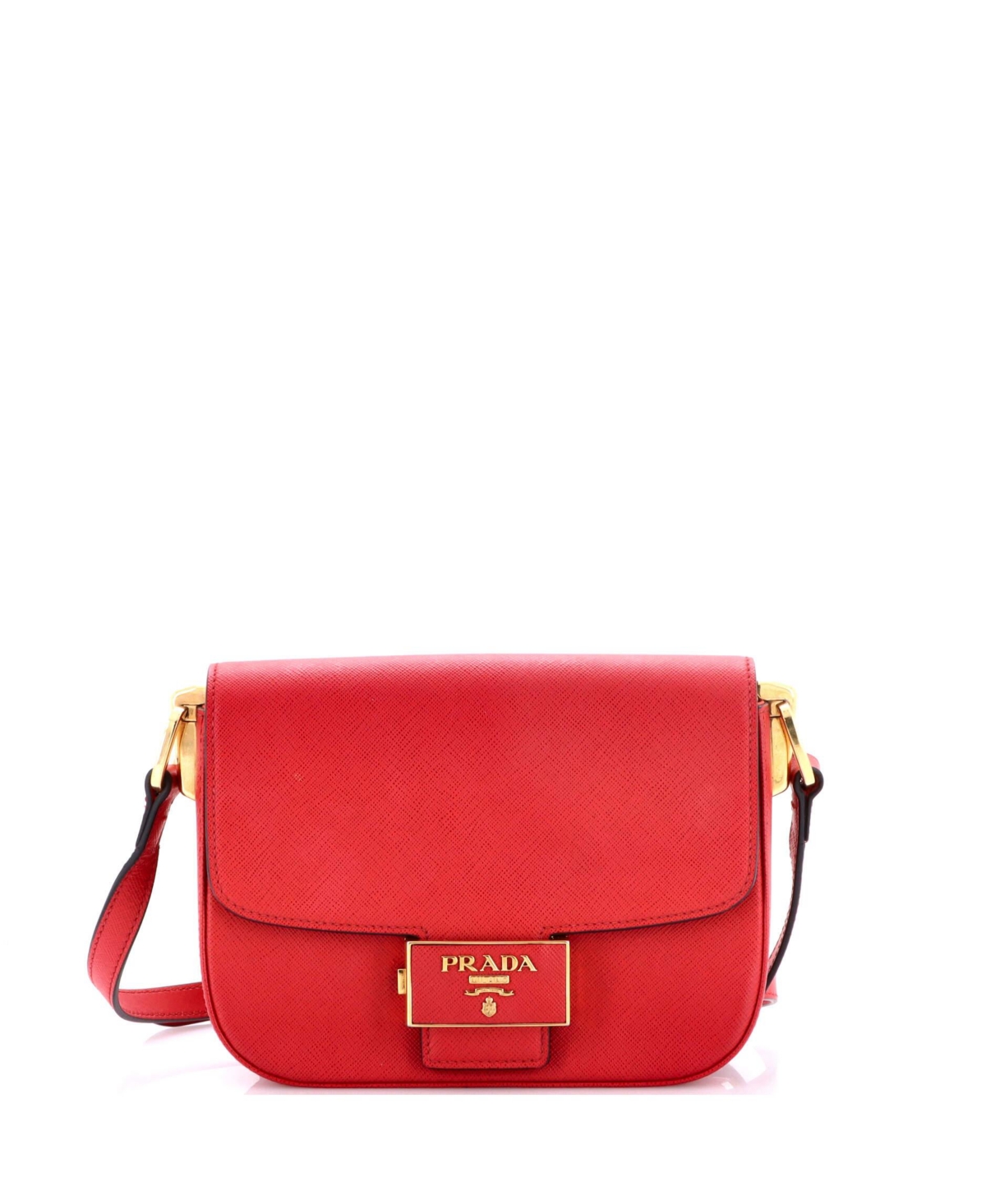 Click here for Pre-Owned Prada Small Embleme Flap Bag Saffiano Le... prices