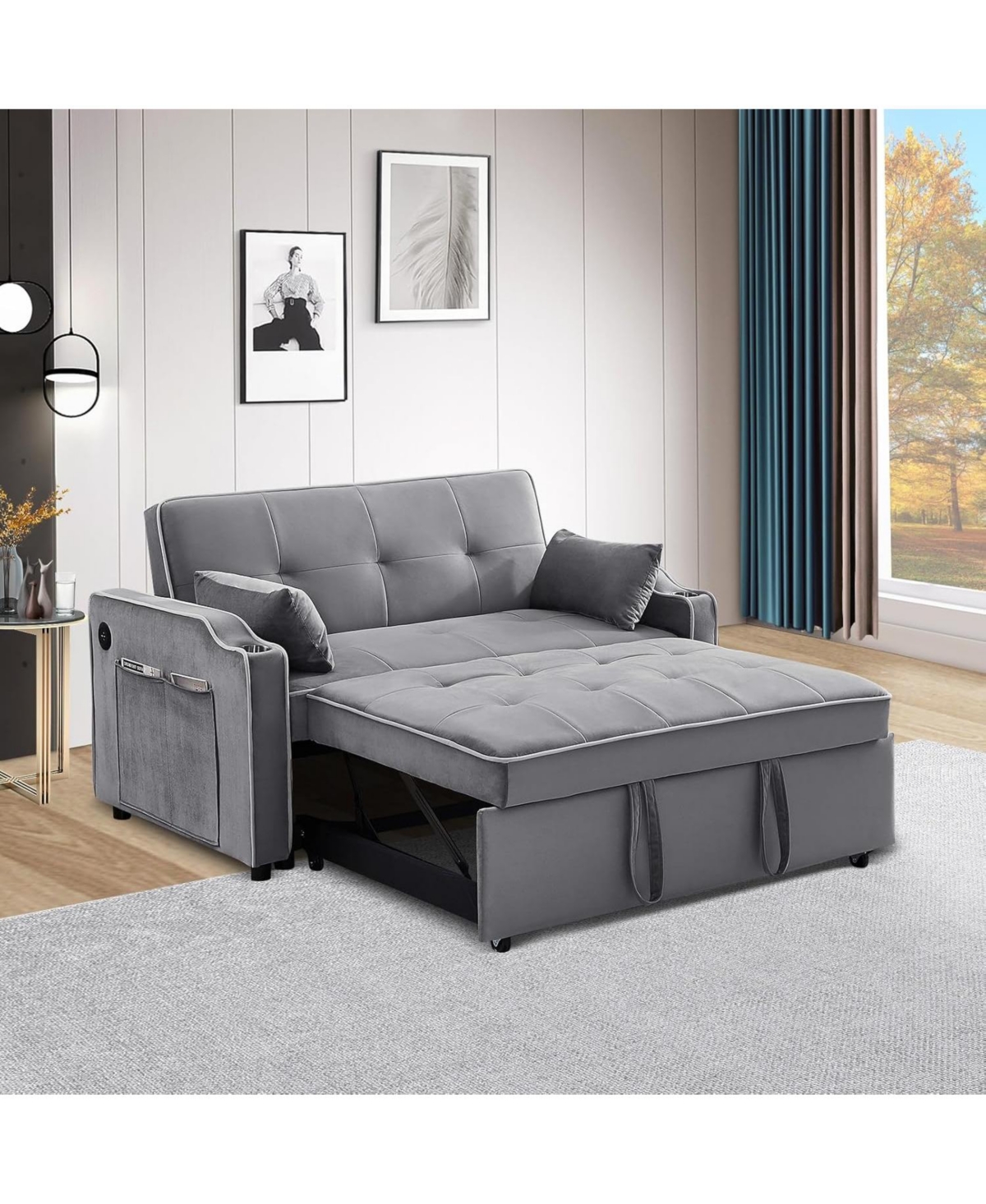 Click here for gaomon 3 in 1 Convertible Sleeper Sofa - Grey prices