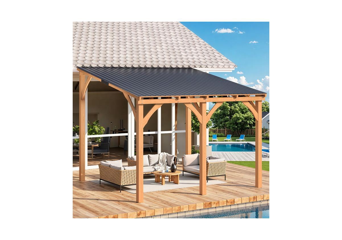 Click here for Aecojoy 10 x 10 Wooden Hardtop Lean-To Feature Gaz... prices