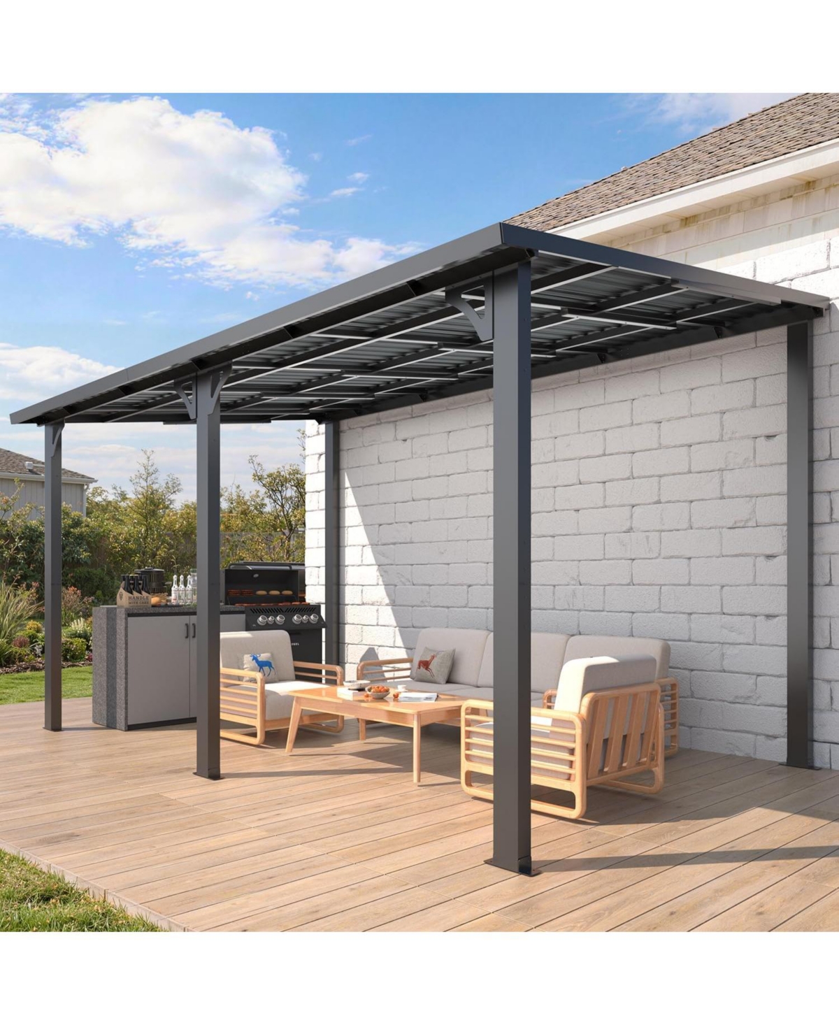 Click here for Aecojoy 14 x 8 Metal Hardtop Lean-To Feature Gazeb... prices