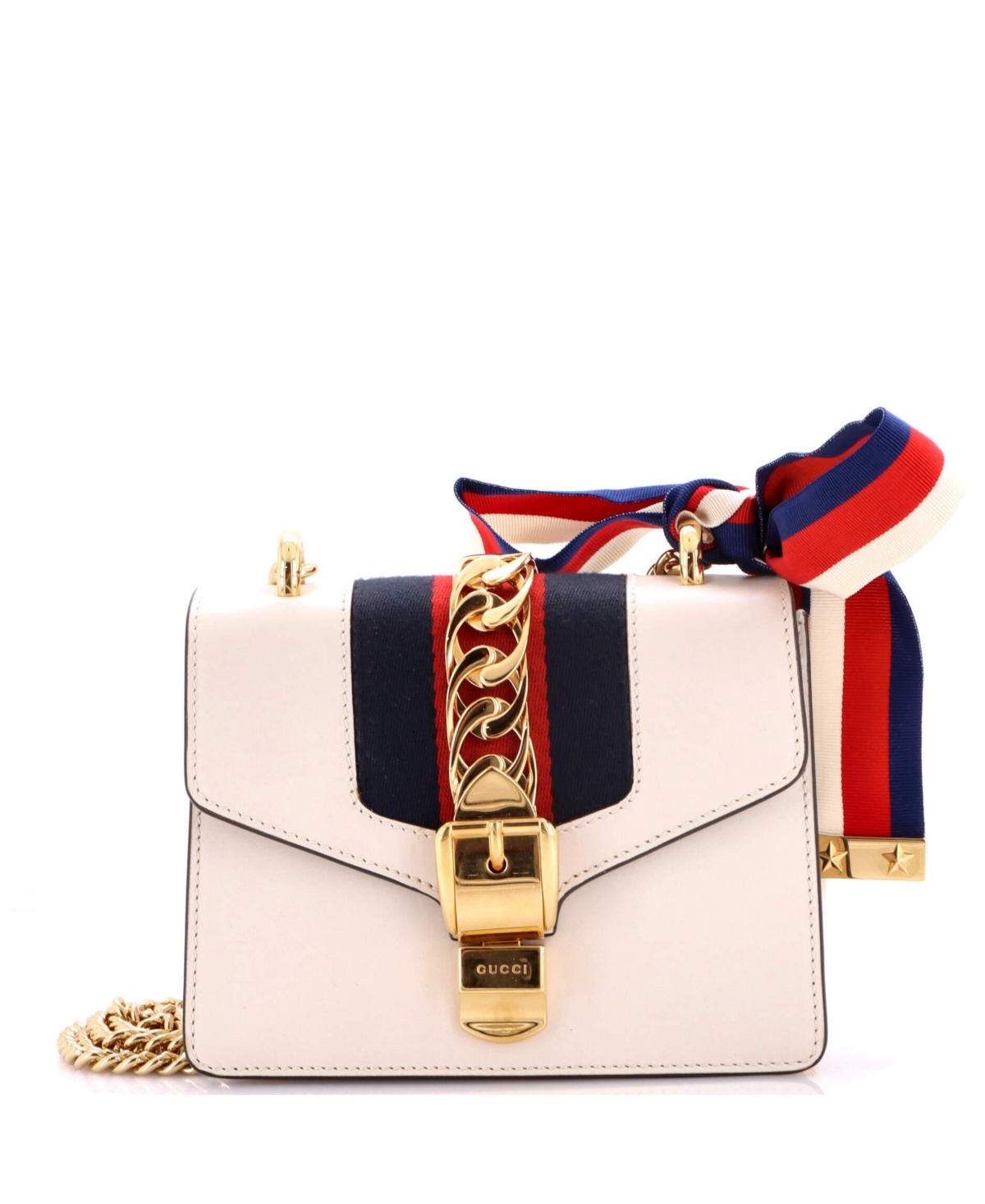 Click here for Pre-Owned Gucci Mini Sylvie Chain Shoulder Bag Lea... prices