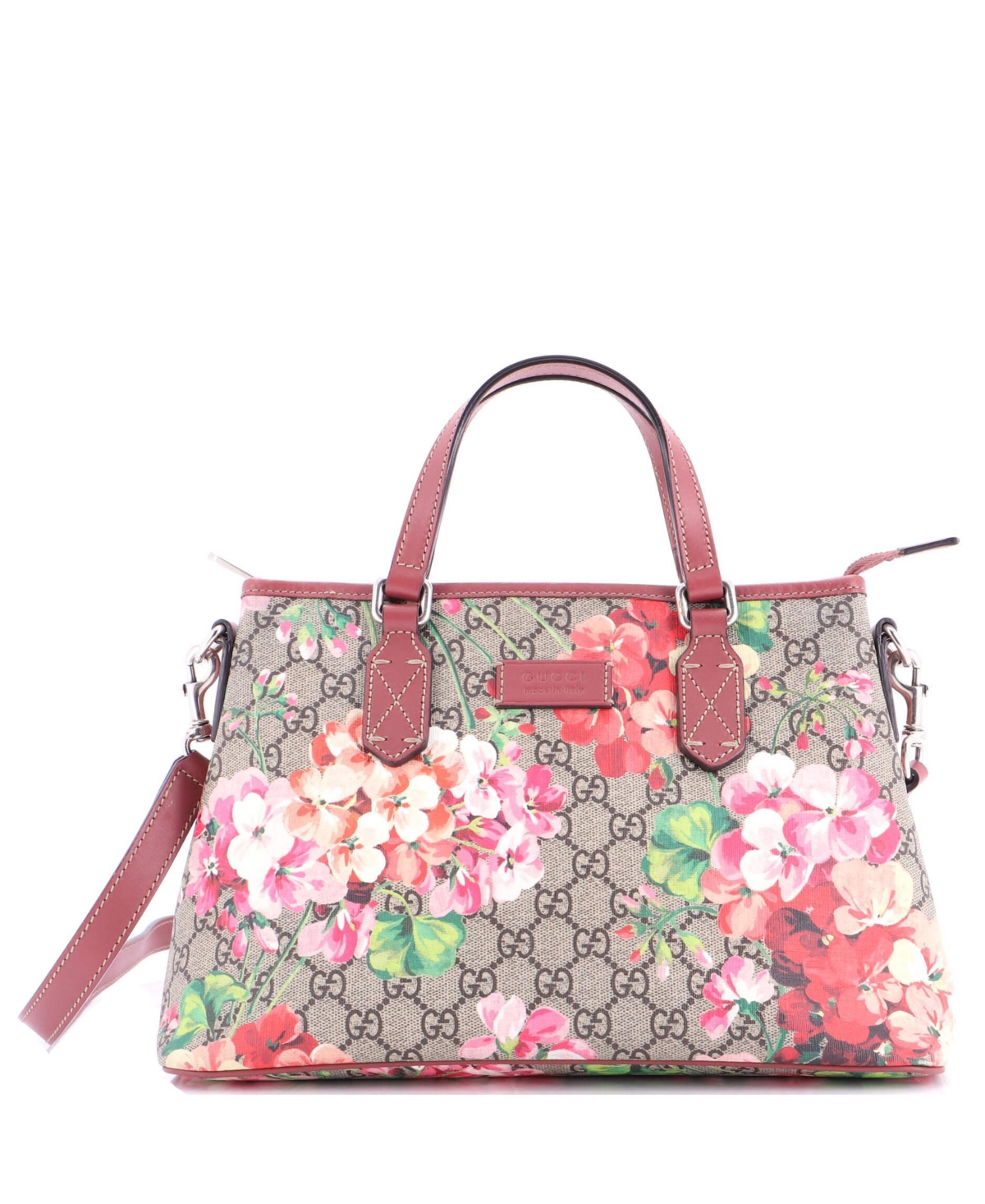 Click here for Pre-Owned Gucci Medium Convertible Zip Tote Blooms... prices