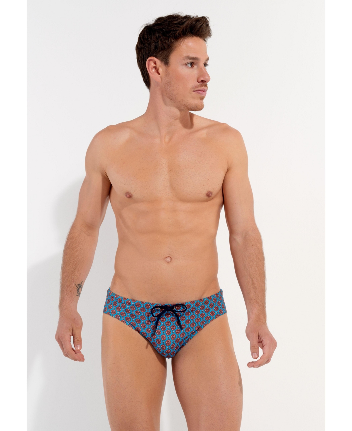 Click here for Hom Mens Anglet Swim Mini Briefs - Blue/Red prices
