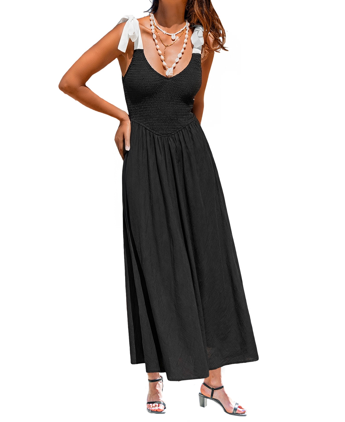 Click here for Cupshe Womens Cabana Date Maxi Beach Dress - Black prices
