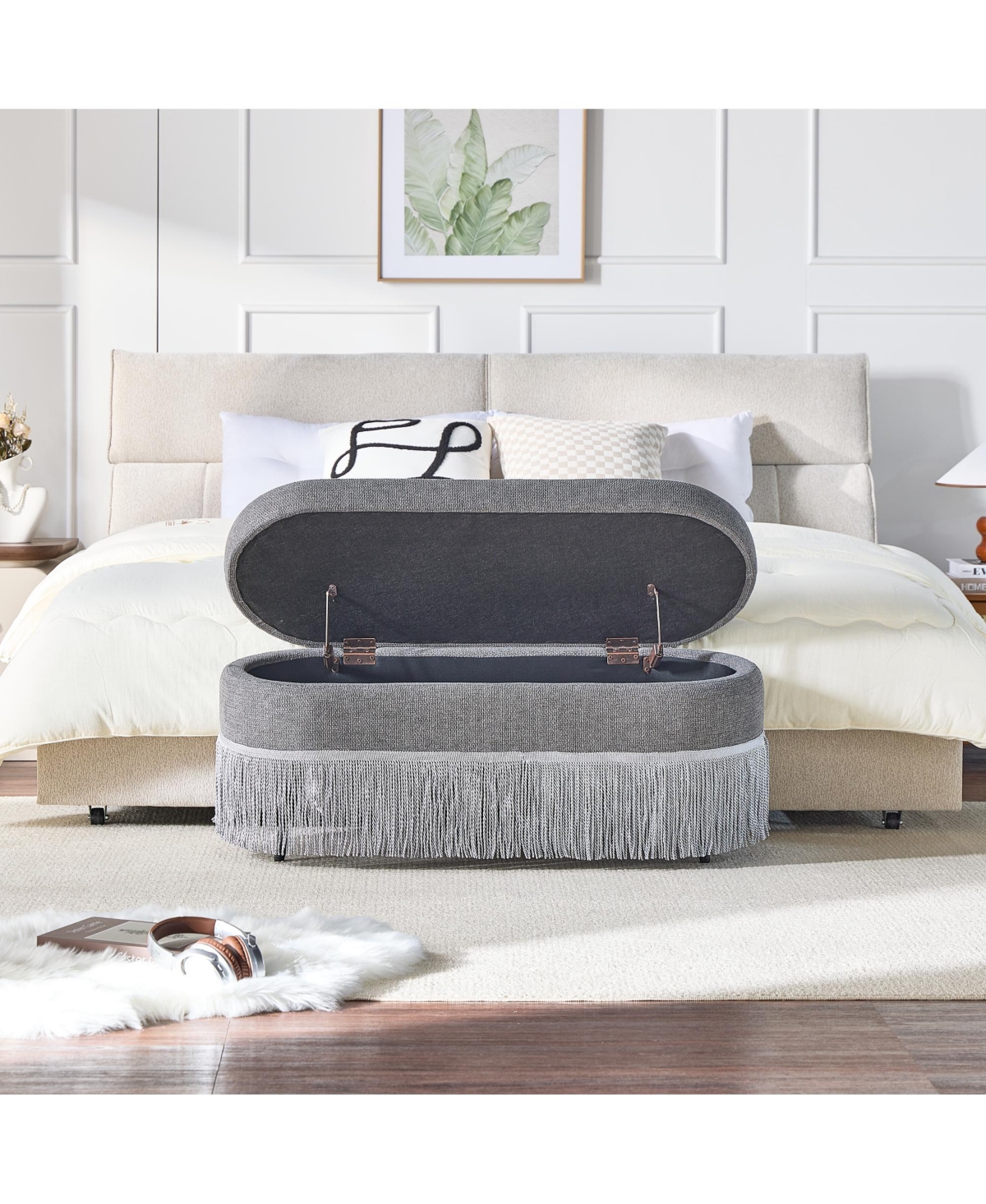 Click here for Rainsken Oval Storage Ottoman  Upholstered Footres... prices