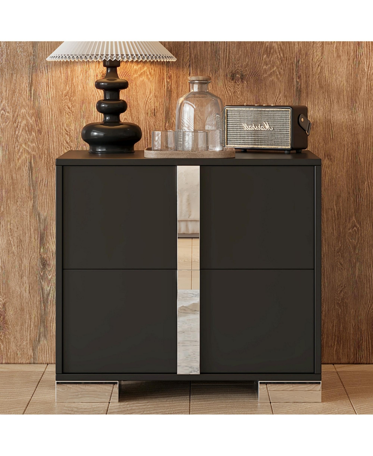 Click here for Rainsken Elegant Nightstand with Silver Mirrored H... prices