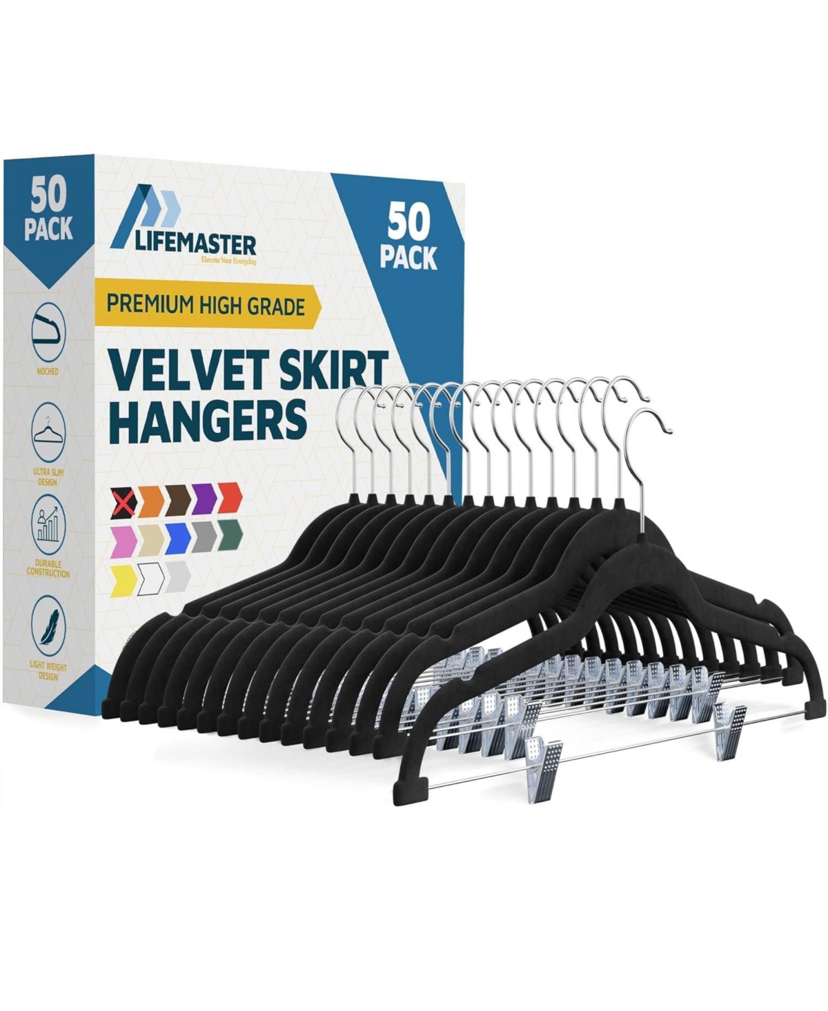 Click here for Lifemaster Velvet Skirt Hangers  Adjustable Clips... prices