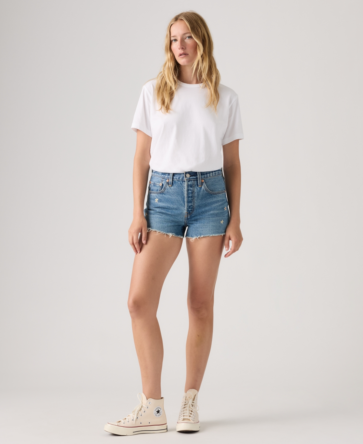Click here for Levis Womens 501 Button Fly High-Rise Denim Shorts... prices