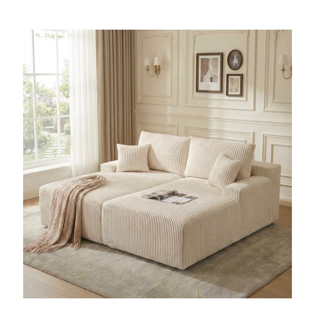 Click here for gaomon 80 Double Chaise Lounge Sofa Bed  Corduroy... prices