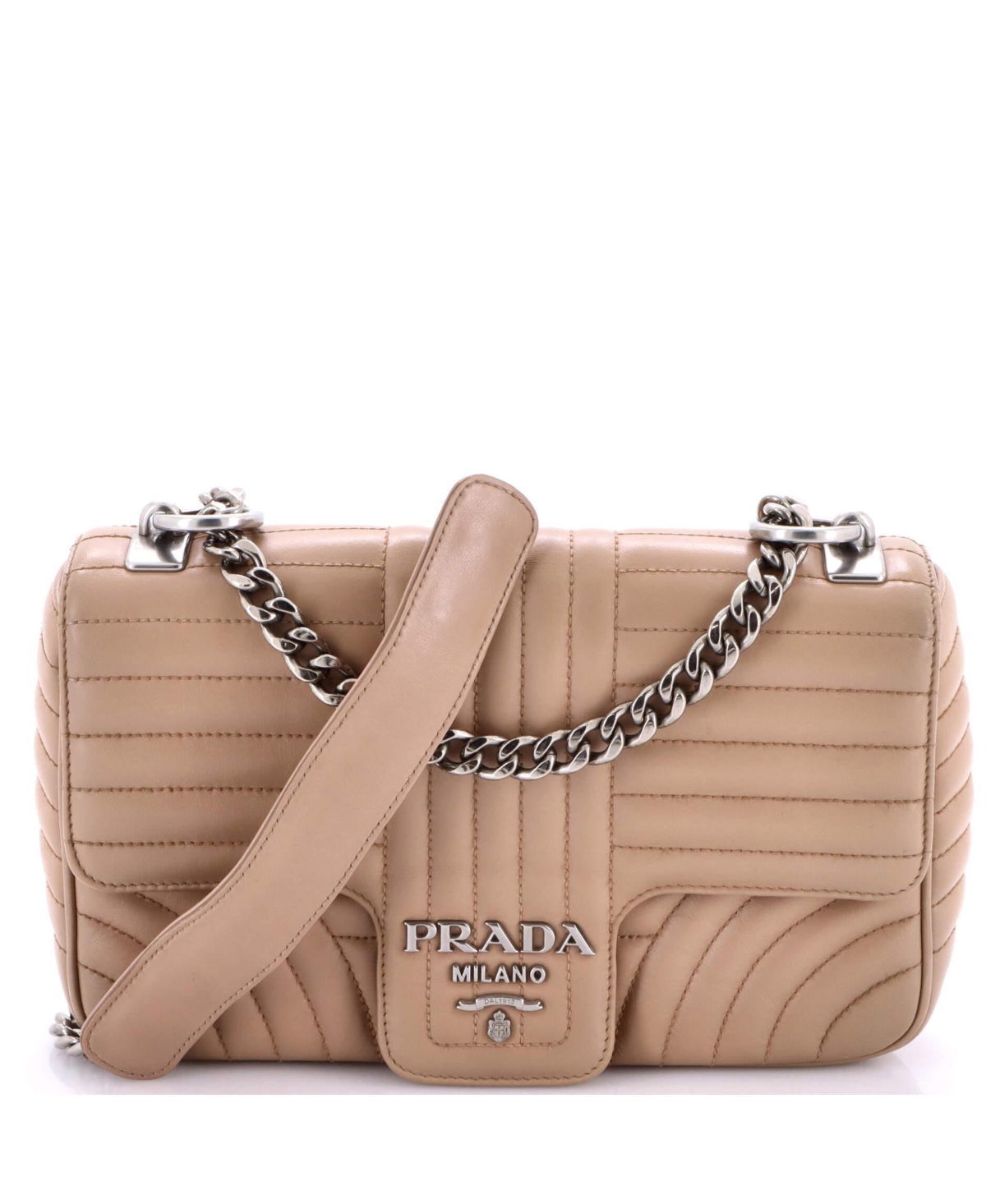 Click here for Pre-Owned Prada Medium Chain Flap Shoulder Bag Dia... prices