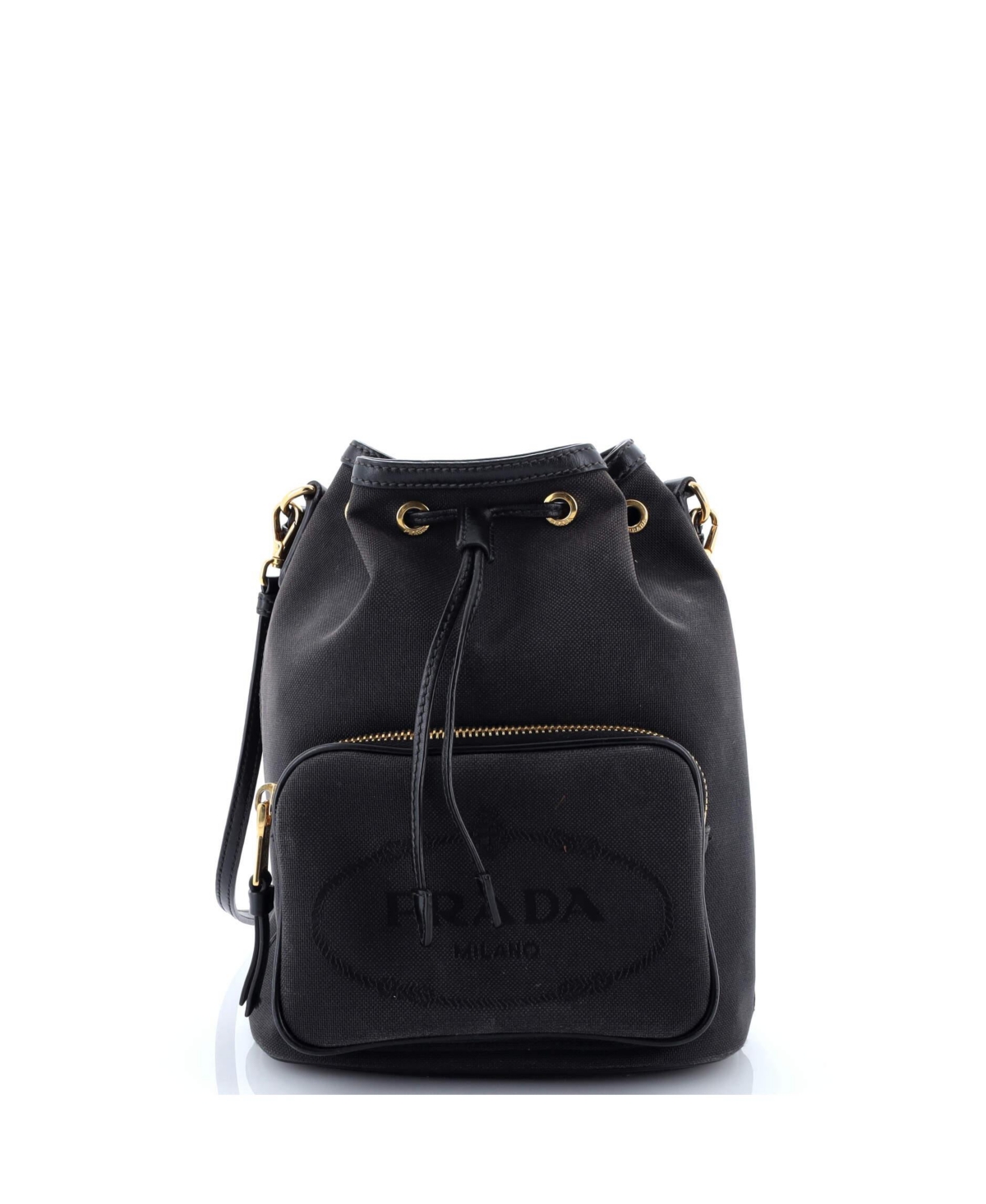 Click here for Pre-Owned Prada Logo Drawstring Bucket Bag Canvas... prices