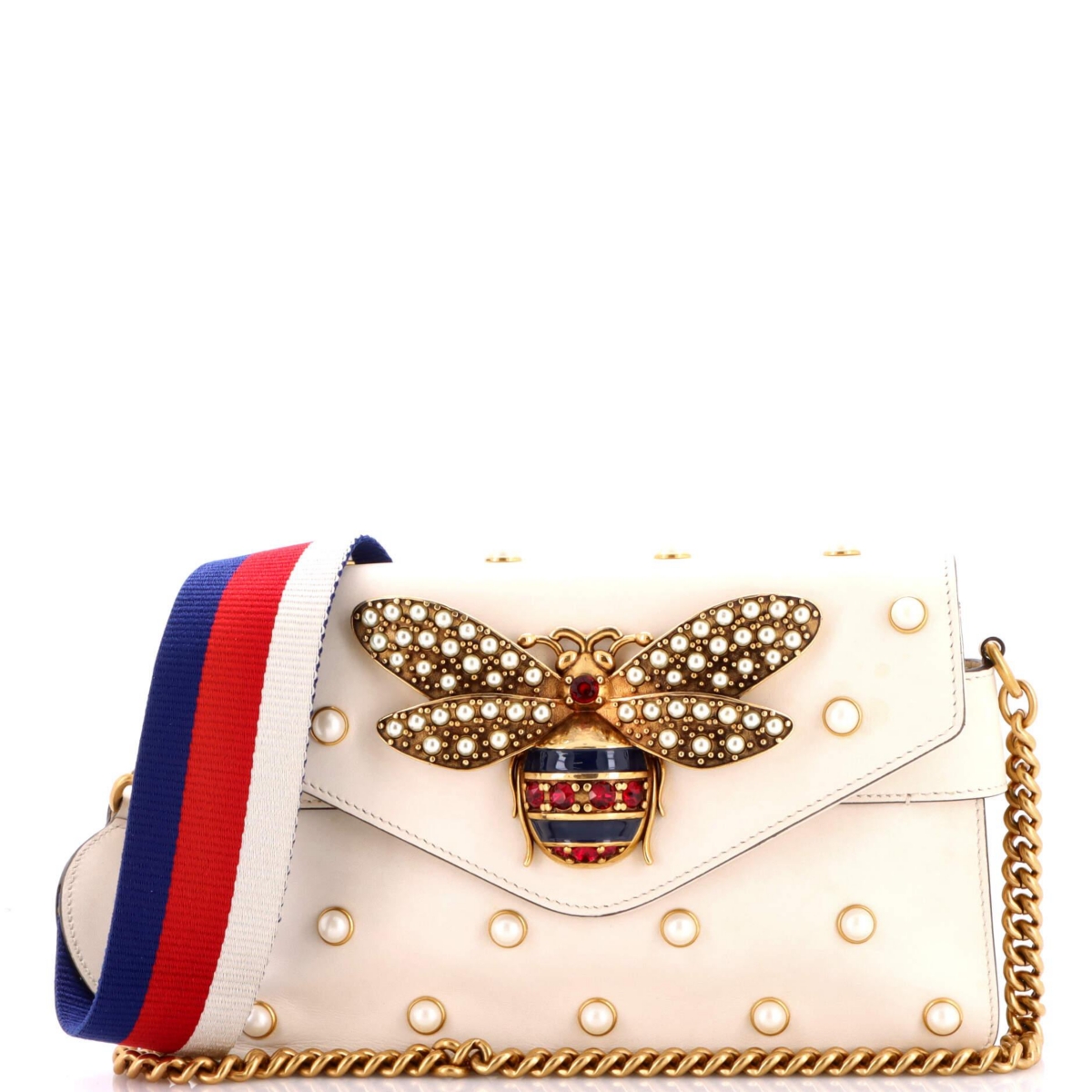 Click here for Pre-Owned Gucci Mini Broadway Pearly Bee Shoulder... prices
