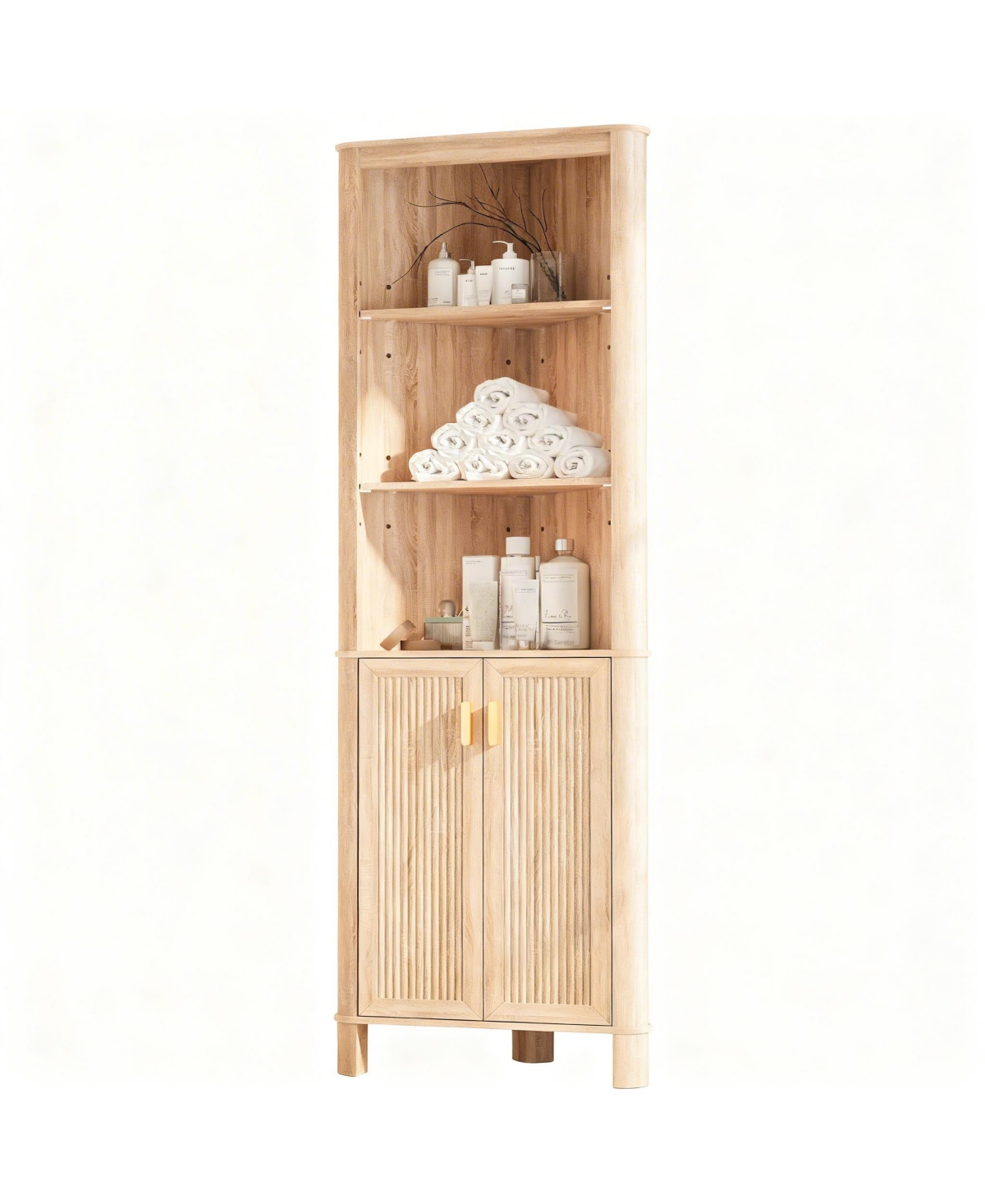 Click here for Yigii Tall Corner Cabinet shelf with Fluted Door -... prices
