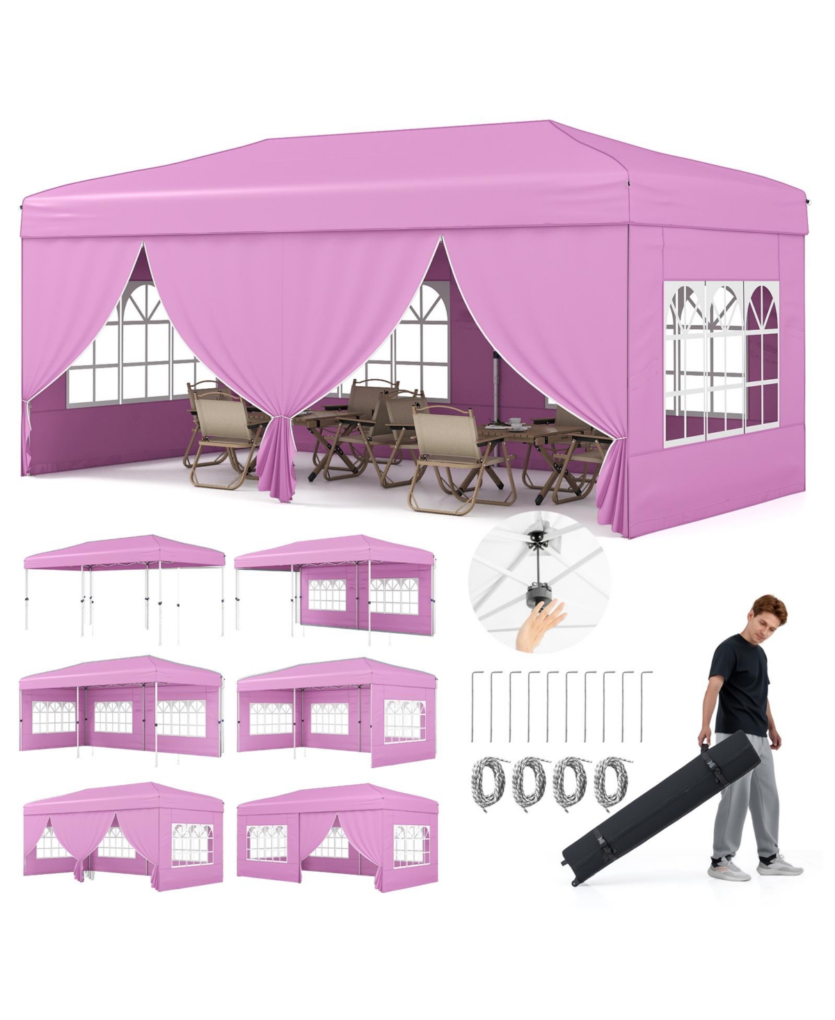 Click here for Gymax 10 X 20 Ft Pop up Canopy Tent w/ 6 Sidewalls... prices