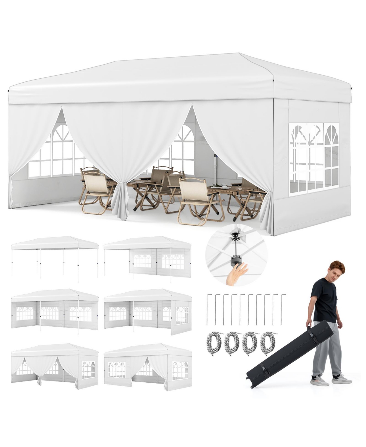 Click here for Gymax 10 X 20 Ft Pop up Canopy Tent w/ 6 Sidewalls... prices
