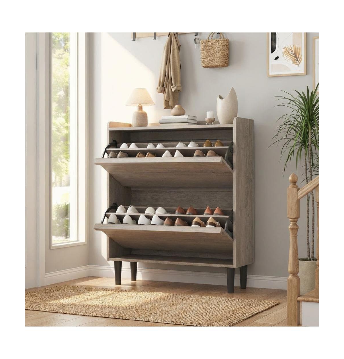 Click here for Homfan Shoe Cabinet with 2 Flip Drawers  Hidden Sh... prices