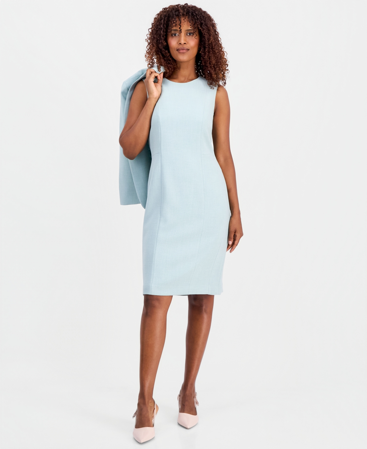Click here for Kasper Womens Sleeveless Seamed Sheath Dress - Sea... prices