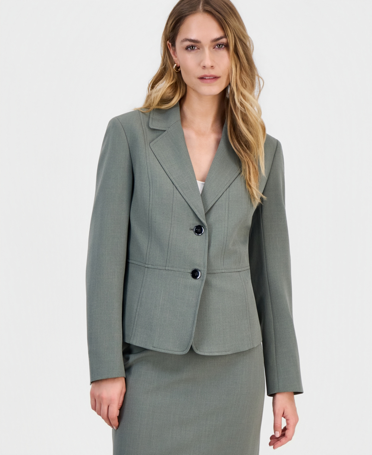Click here for Kasper Petite Two-Button Seamed Blazer - Dark Sea... prices